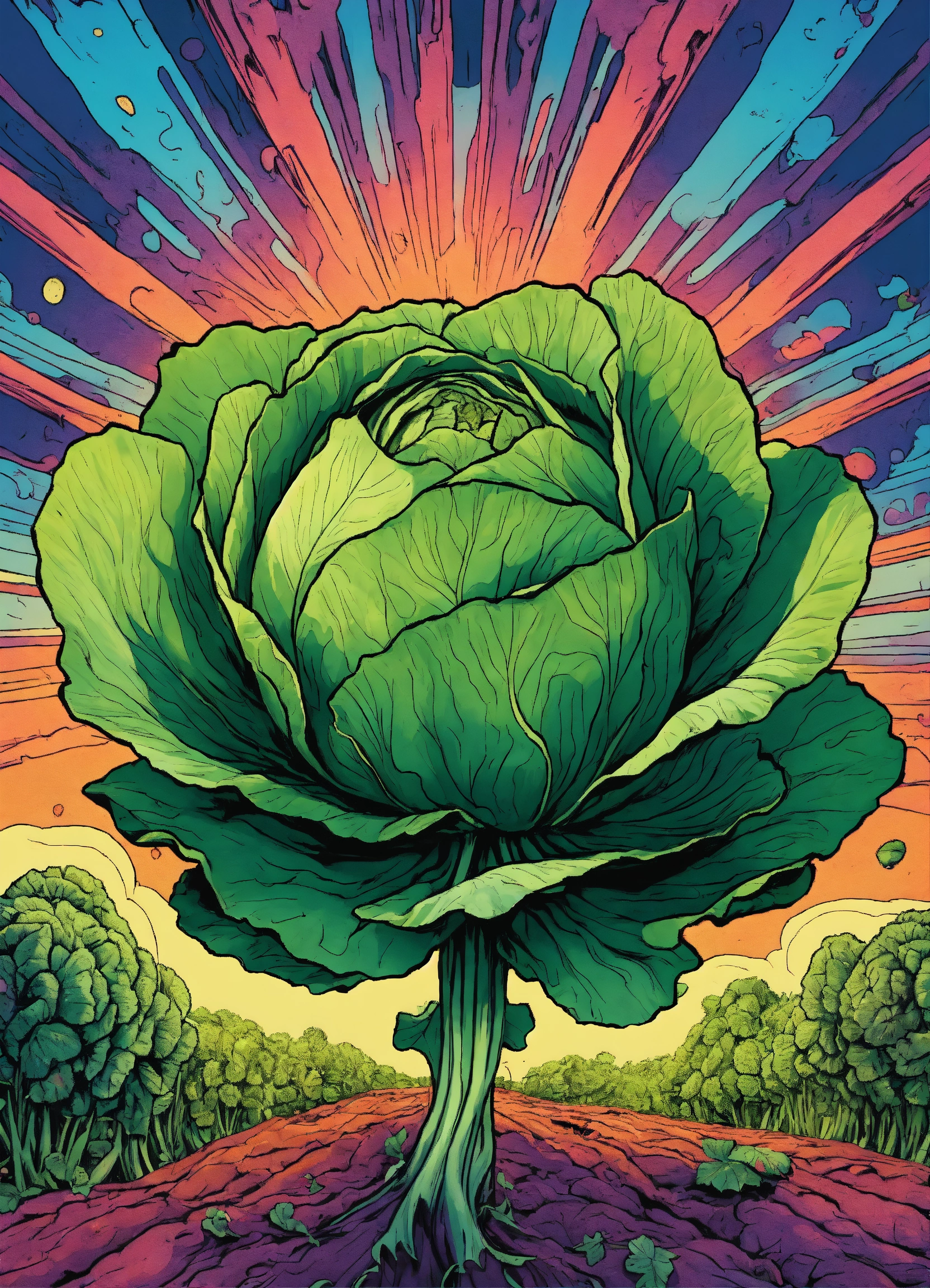 Lexica - Get into the cabbage. comics, psychedelic background