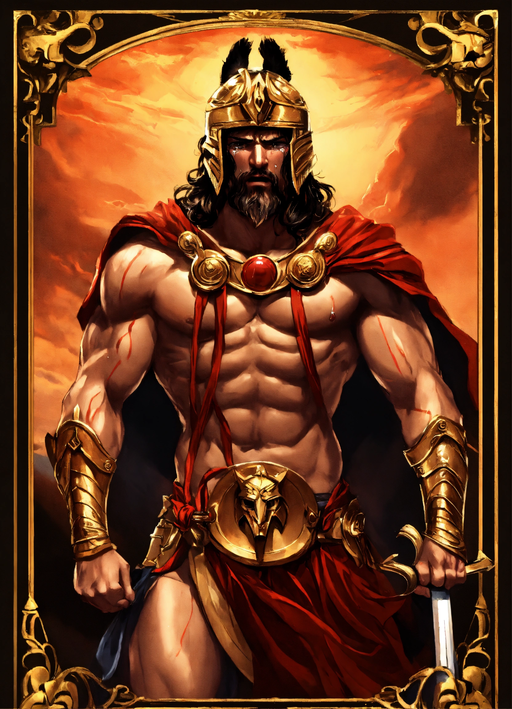 Lexica - Ares scared and crying, greek god