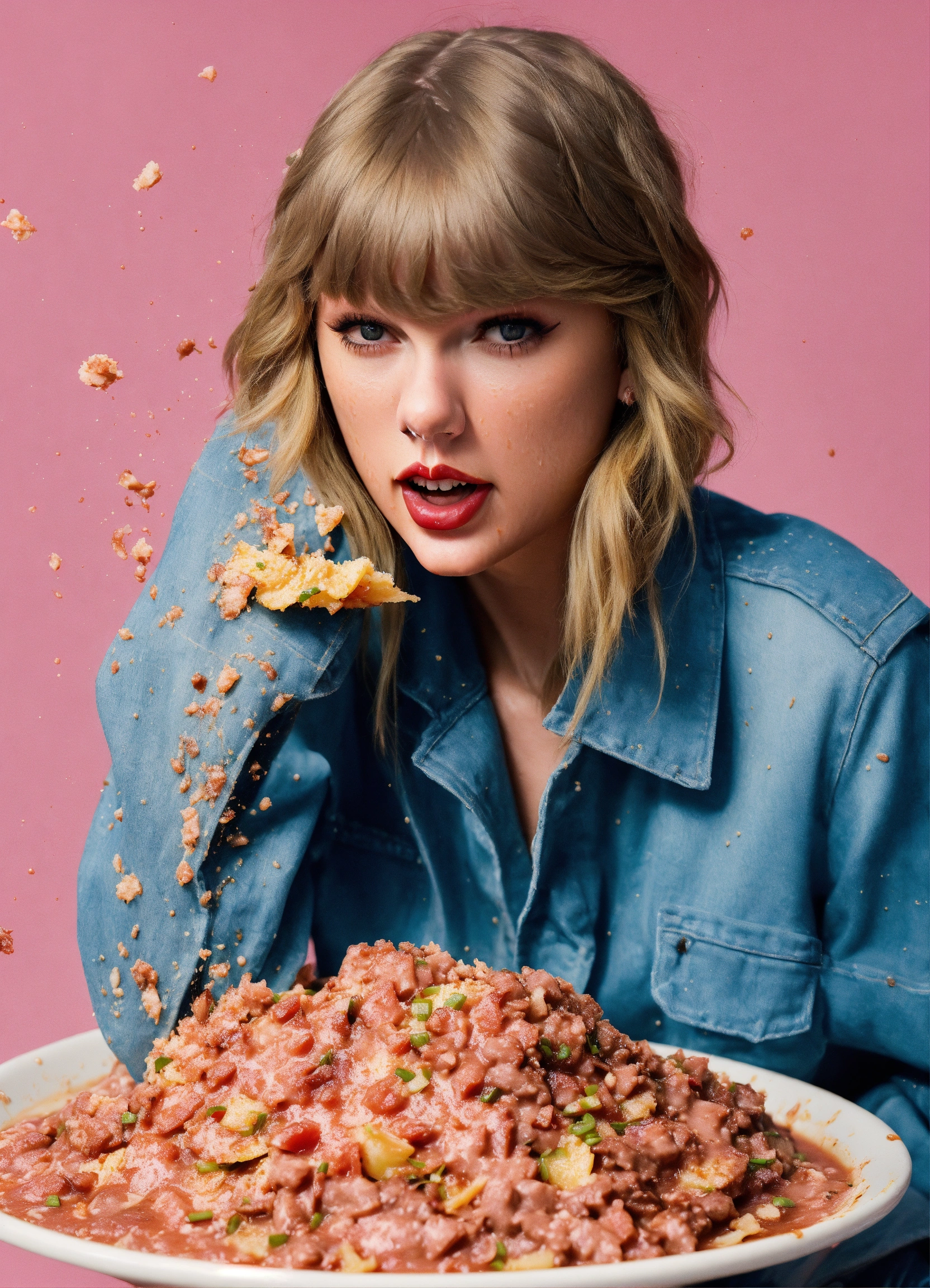 Lexica - Photo realistic shot of taylor swift eating a disgusting pile ...