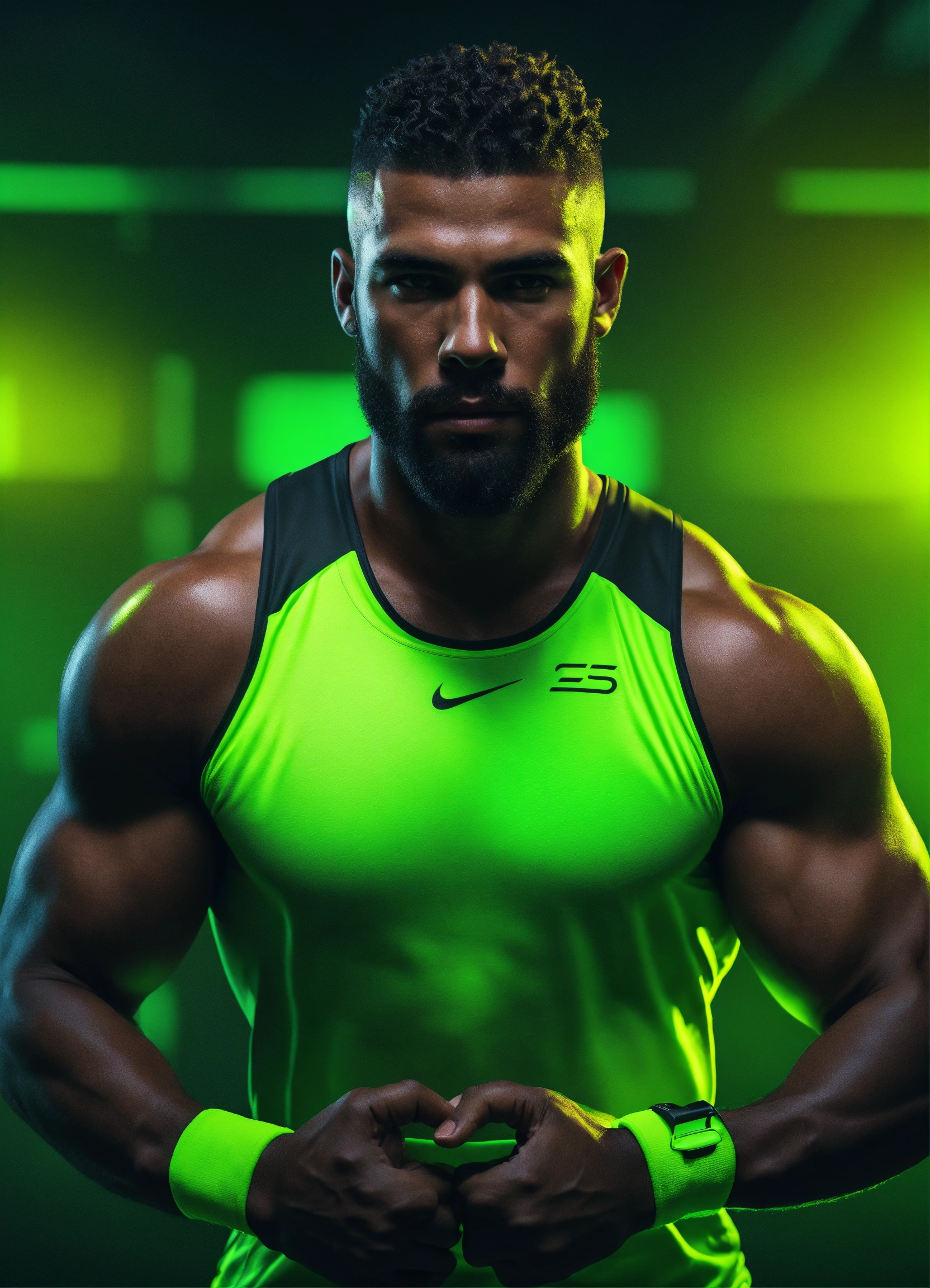 Lexica - A professional athlete man, black color fitness wear, front ...