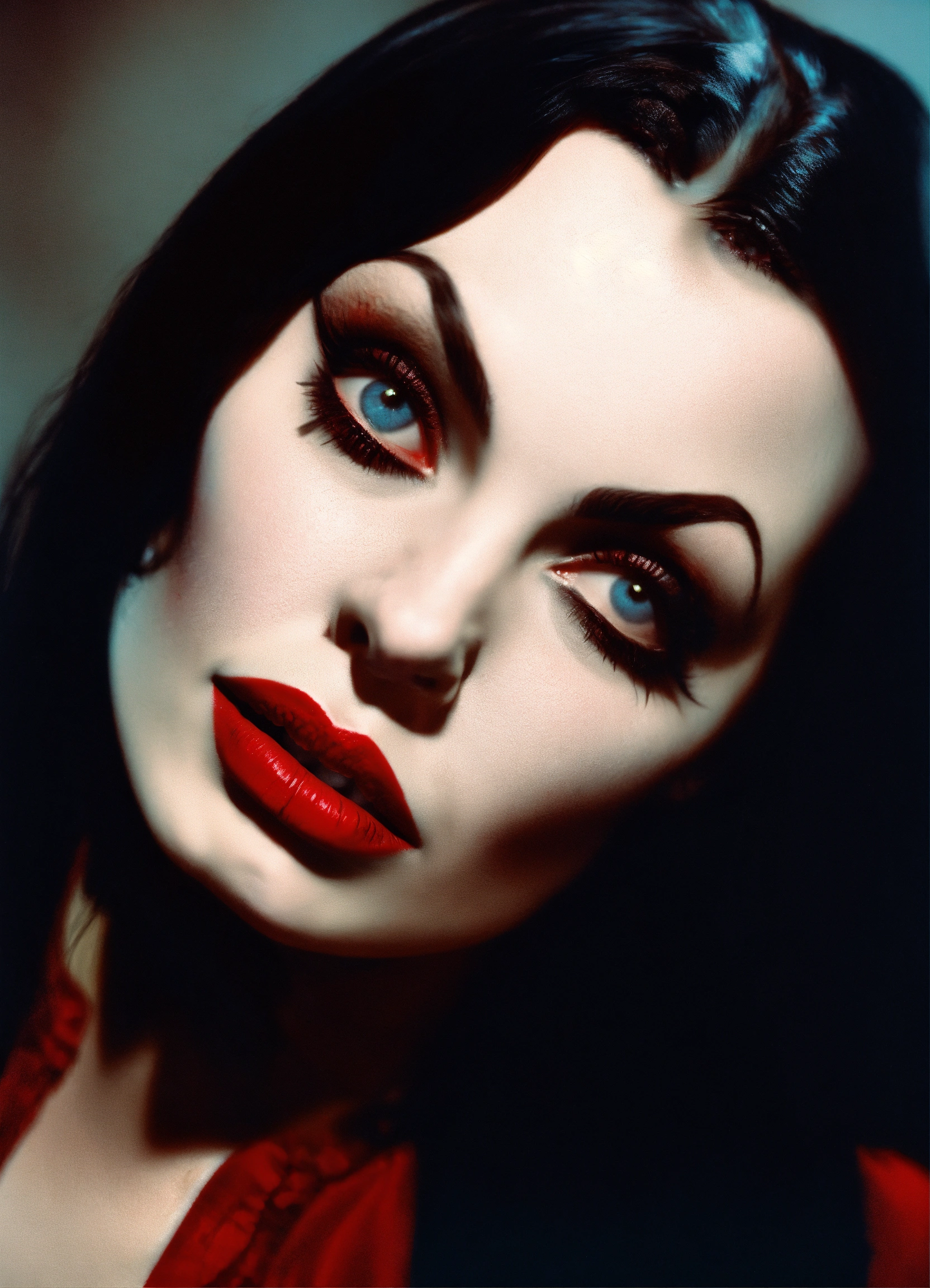 Lexica - Photo quality portrait of vampira as a gothic vampire with red ...