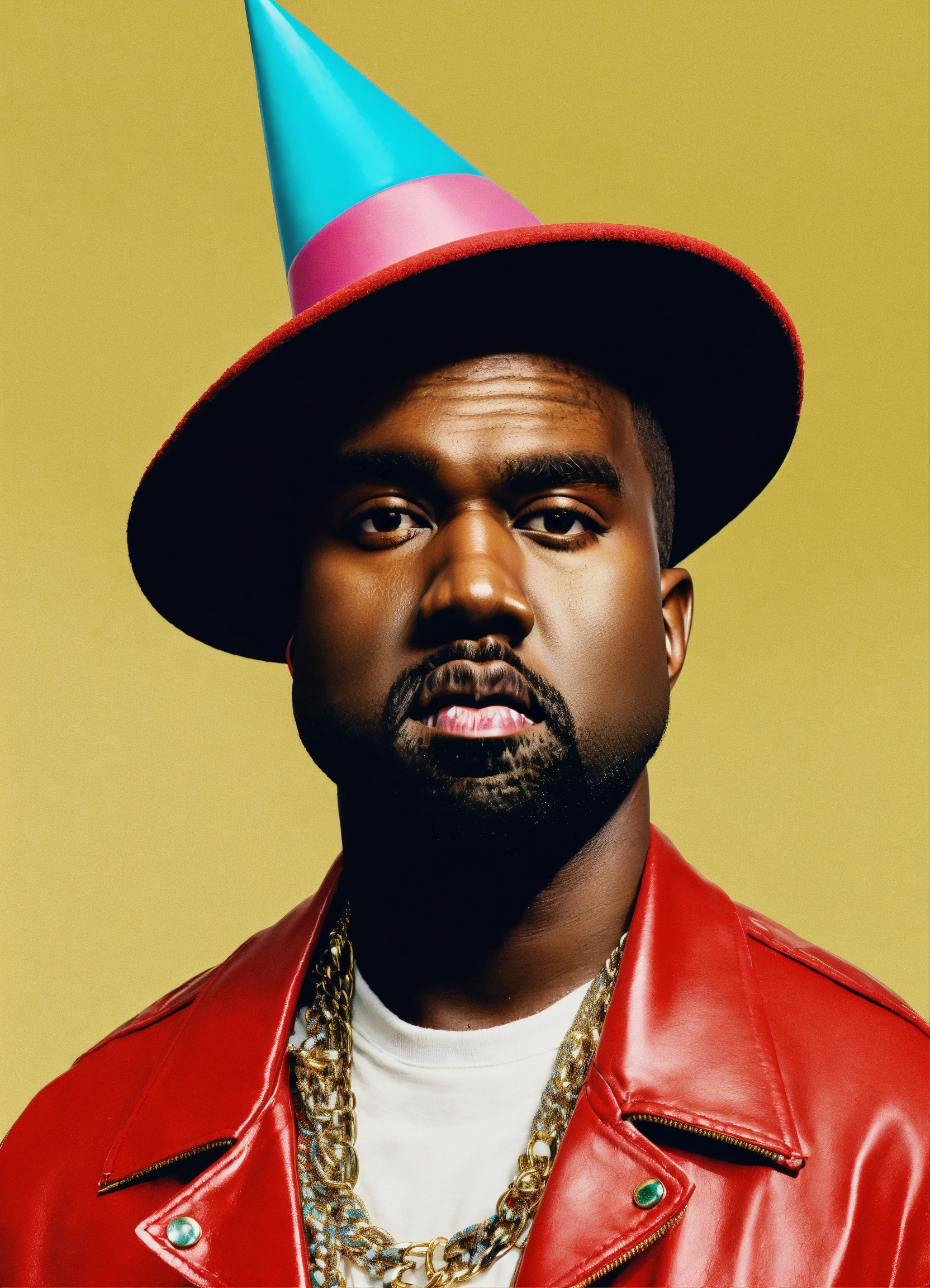 Lexica - Birthday card, Kanye West with a party hat