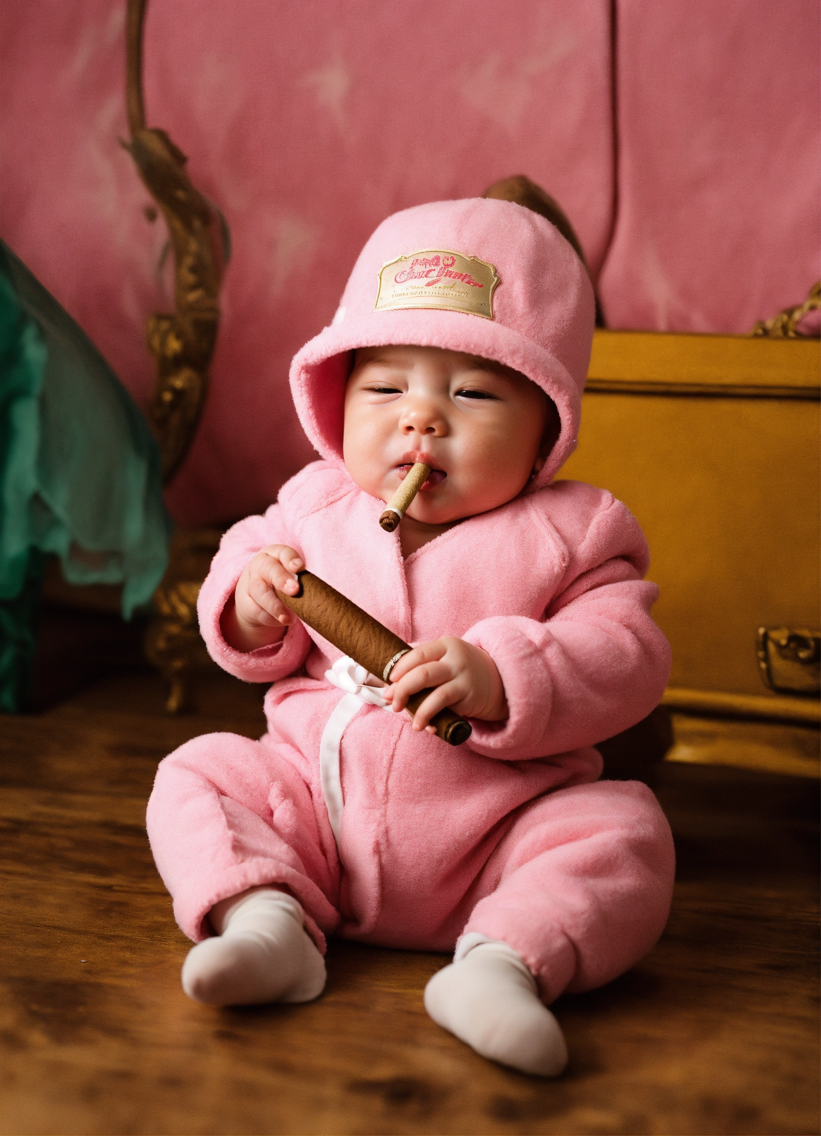 Lexica - A pink baby with a cigar