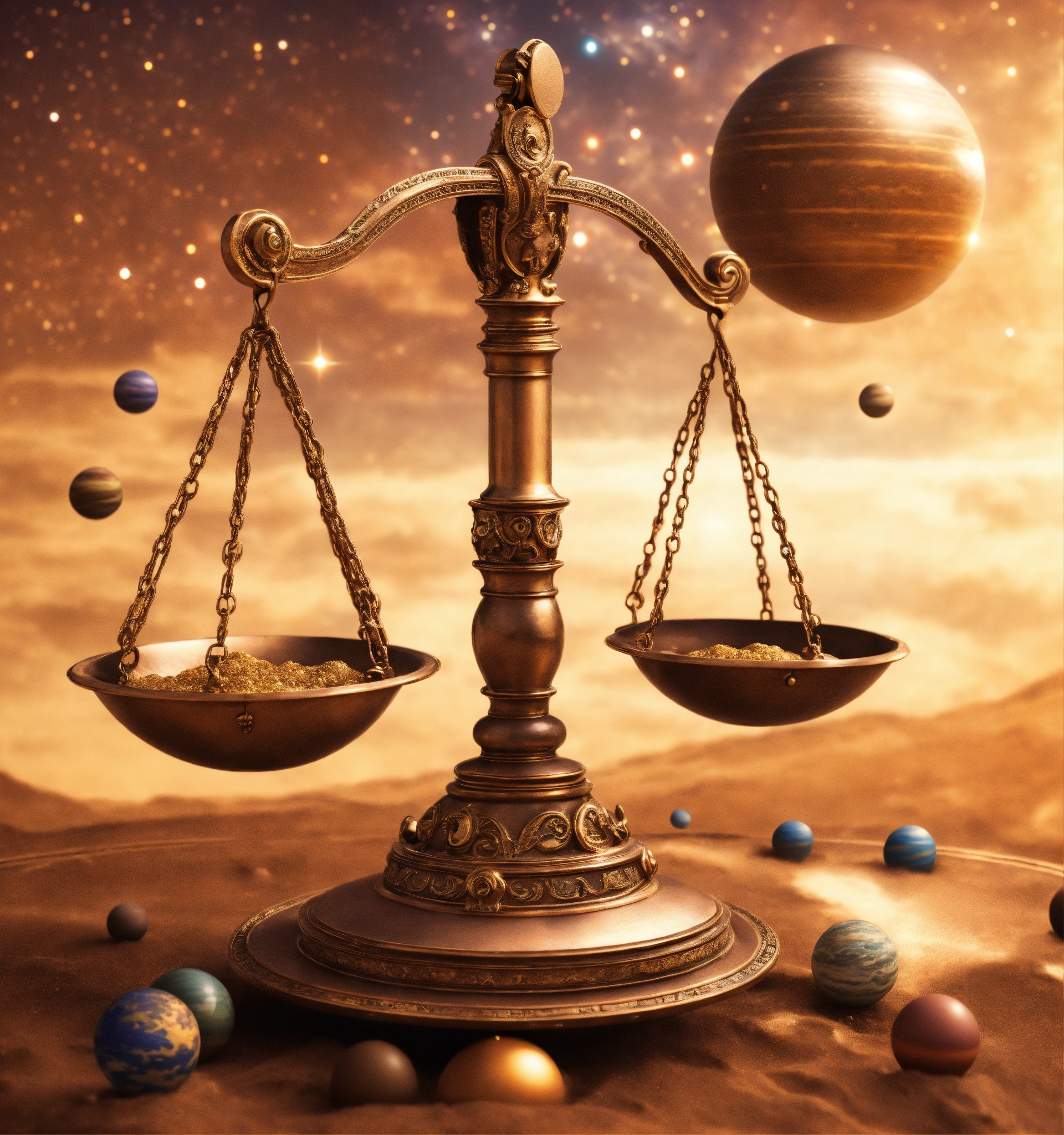 Lexica - Libra sign in bronze color in realistic photograph, surrounded ...