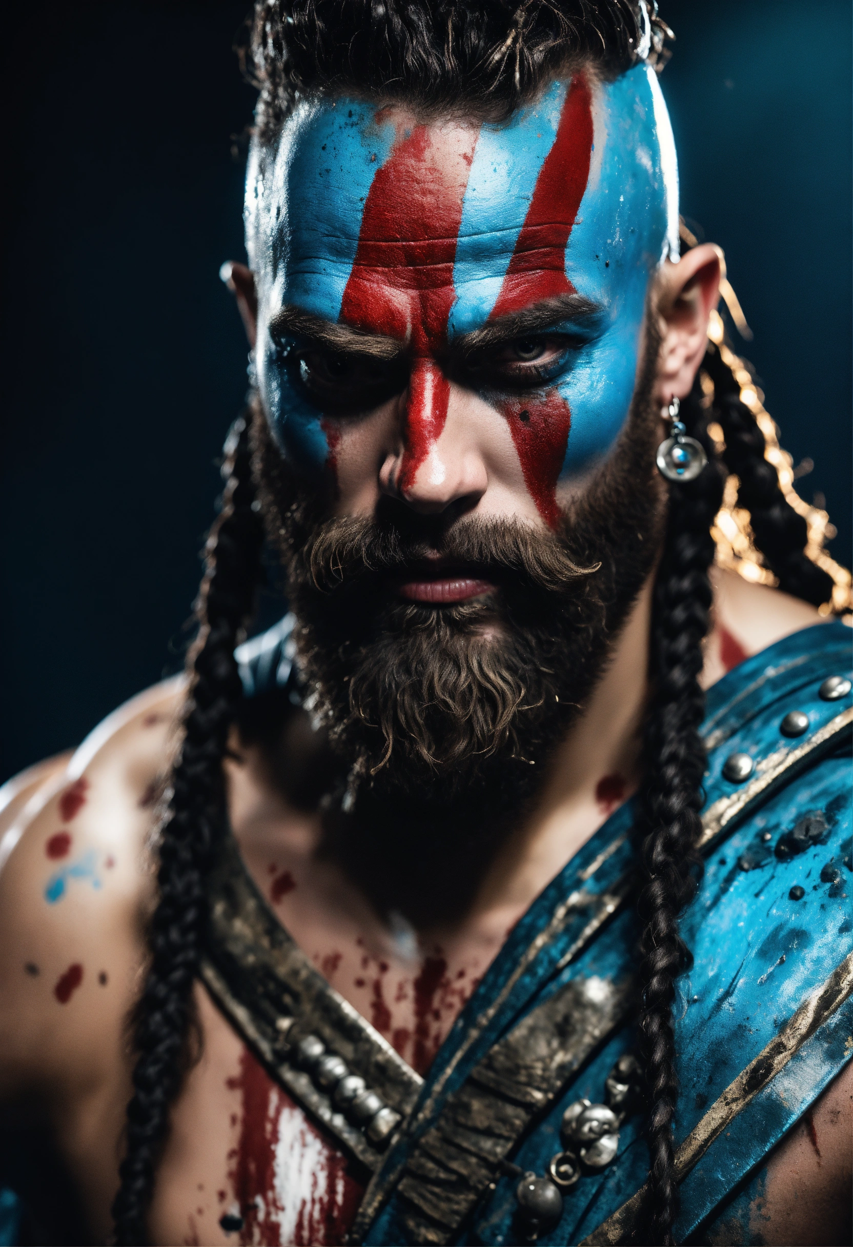 Lexica - Photo Close-up of ((man)) as Kratos god of war, emerging from ...