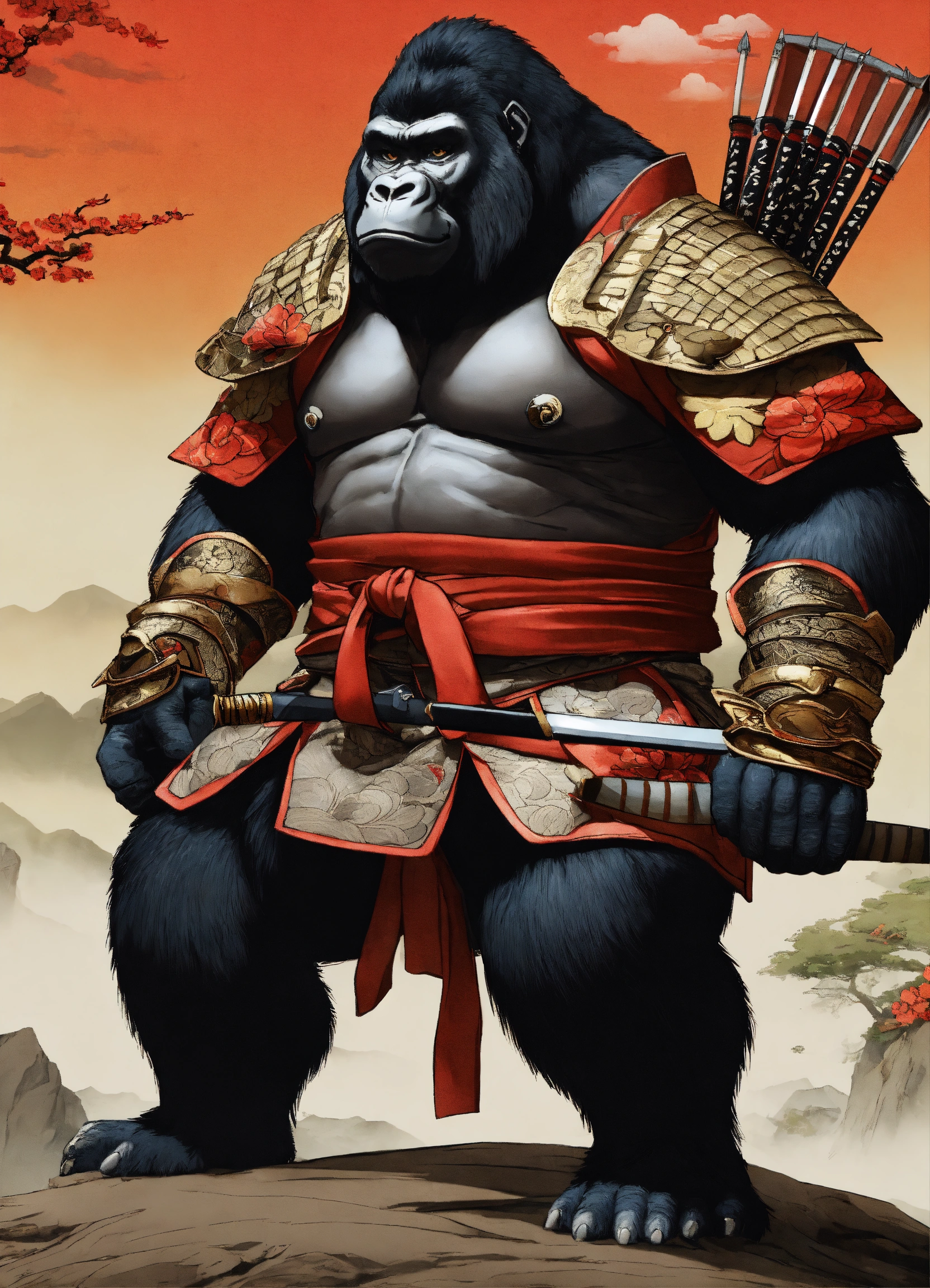 Lexica - 3D animation, there is a silverback gorilla with a bow and ...