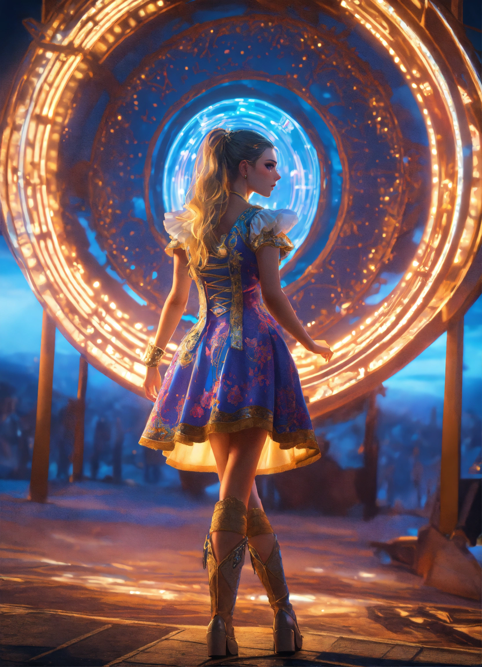 Lexica - Alice in Wonderland stands on the ground, neon , realism ...