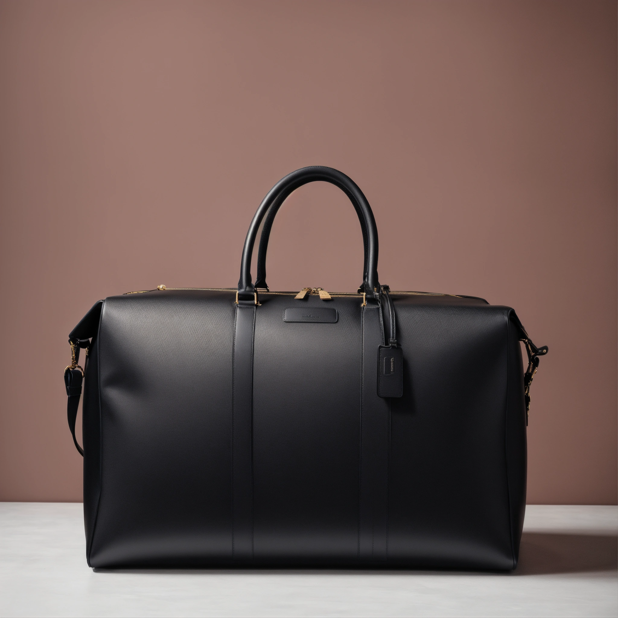 Lexica - A photo of a modern luggage bag. The bag is black and has a ...