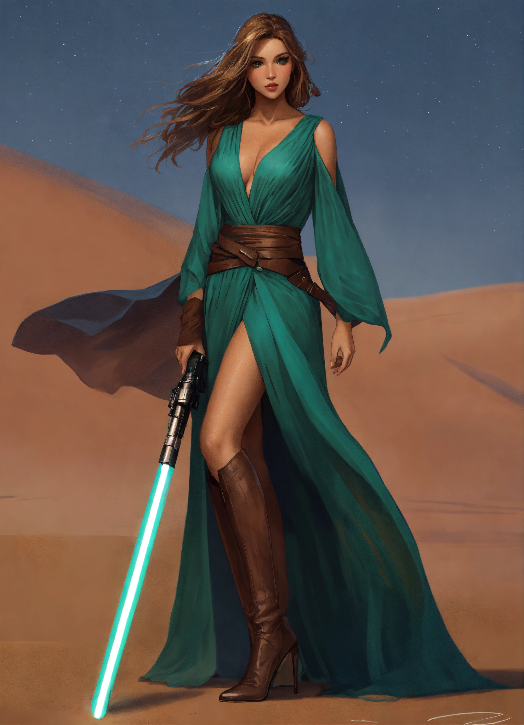 Lexica - Concept art of pretty female jedi in a form-fitting plunge-cut ...
