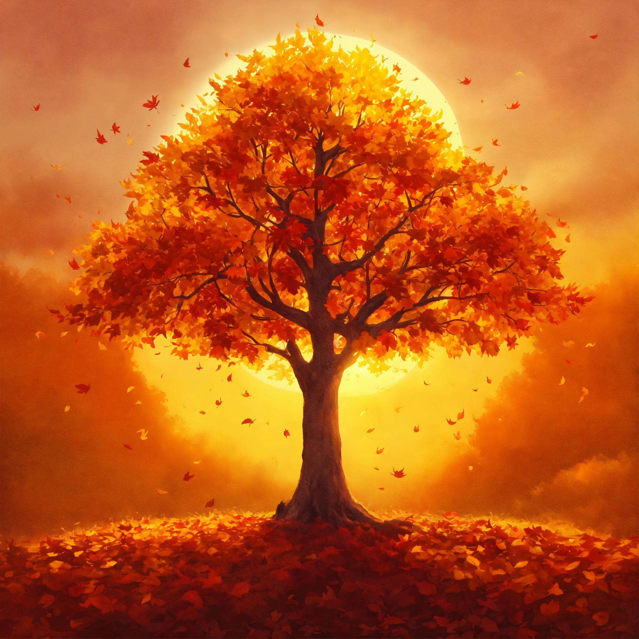 Lexica - Secular tree with leaves in shades of yellow, orange, dark red ...