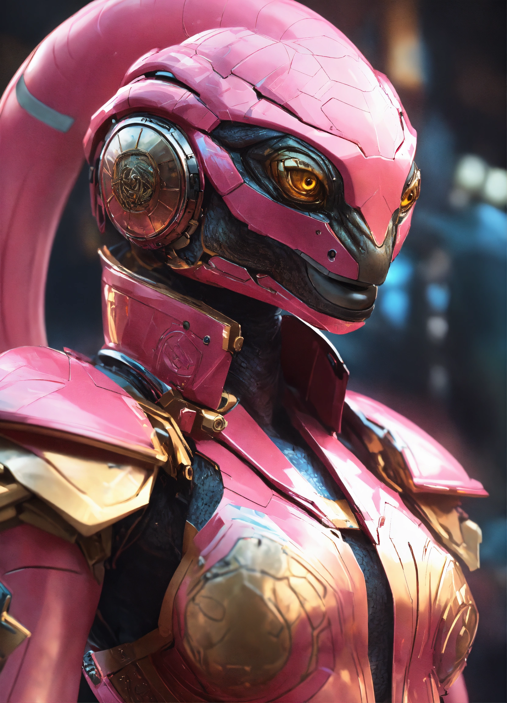 Lexica - Portrait of a cybernetic pink snake a spiritual full body ...