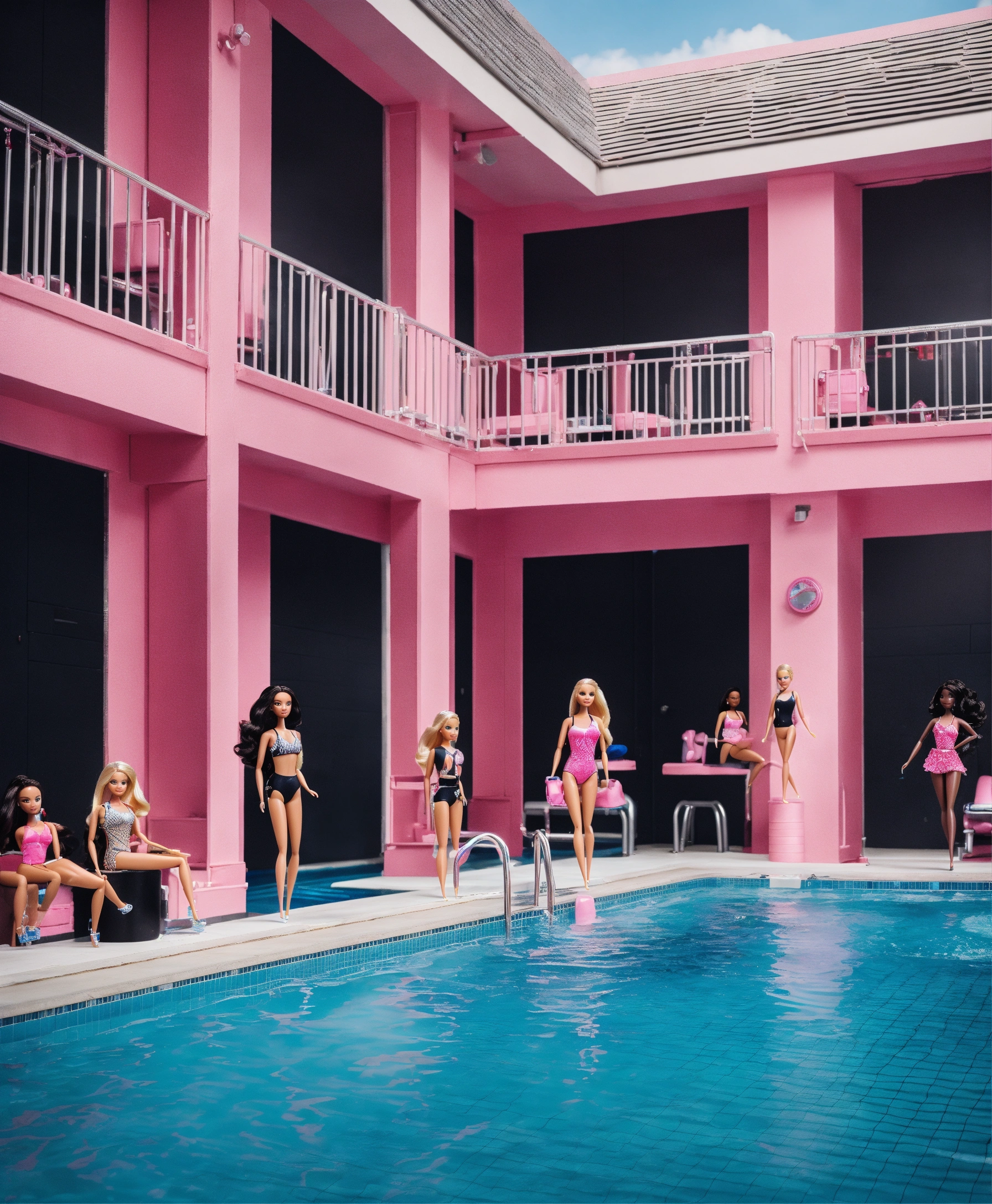 Lexica - Barbie dolls, at the public pool, stylish swimsuit, swimming ...