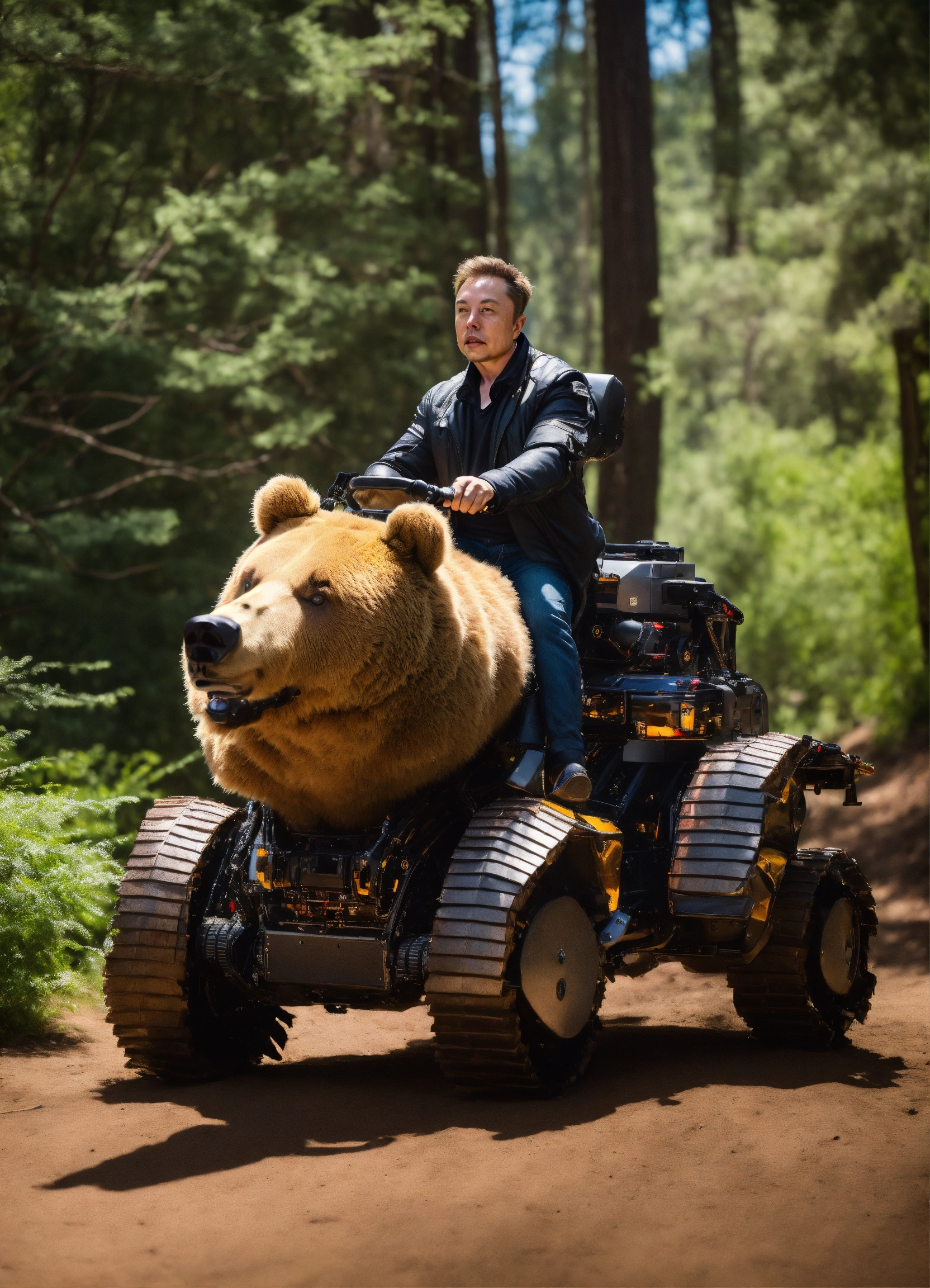 Lexica - Elon Musk riding a robotic bear, best quality, real picture ...