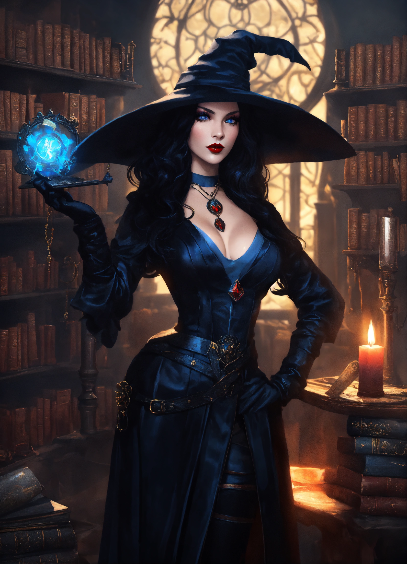 Lexica - 8k, fantasy art, arcane library background, witch, 5 feet tall ...