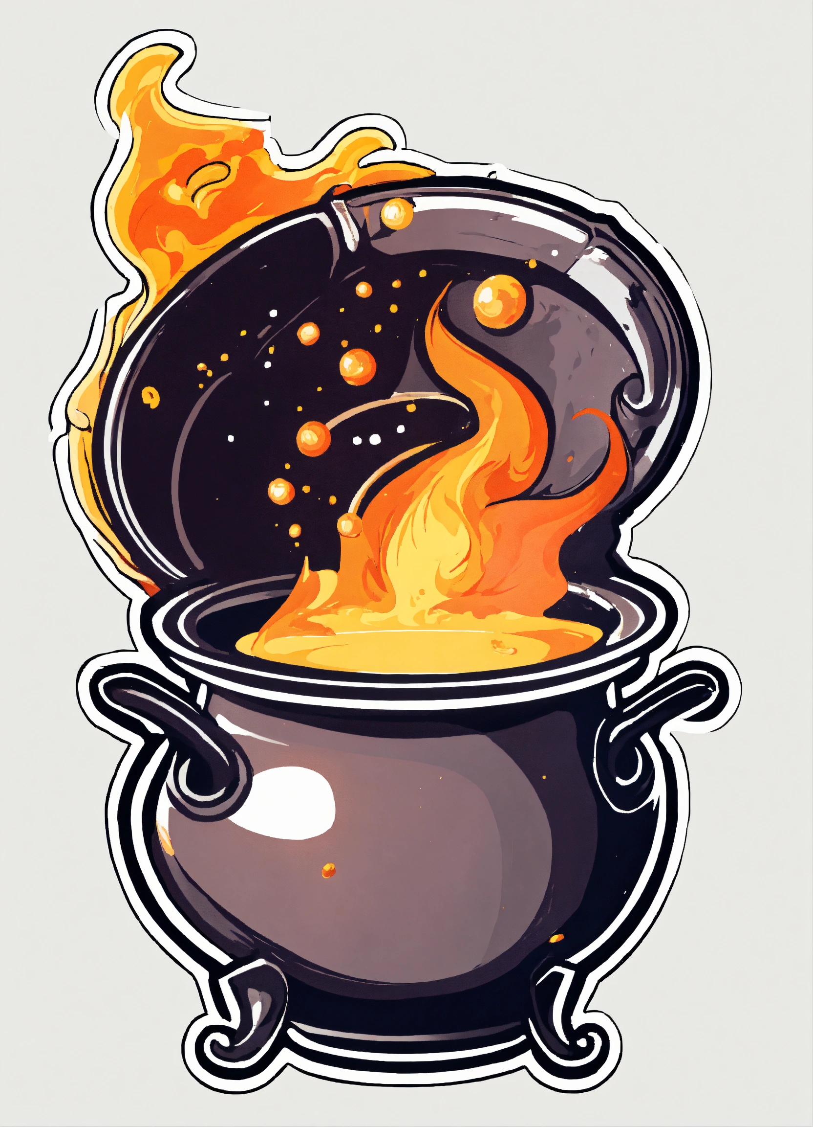 Lexica - Sticker, cauldron pouring magic, beautifully rendered, 2d ...