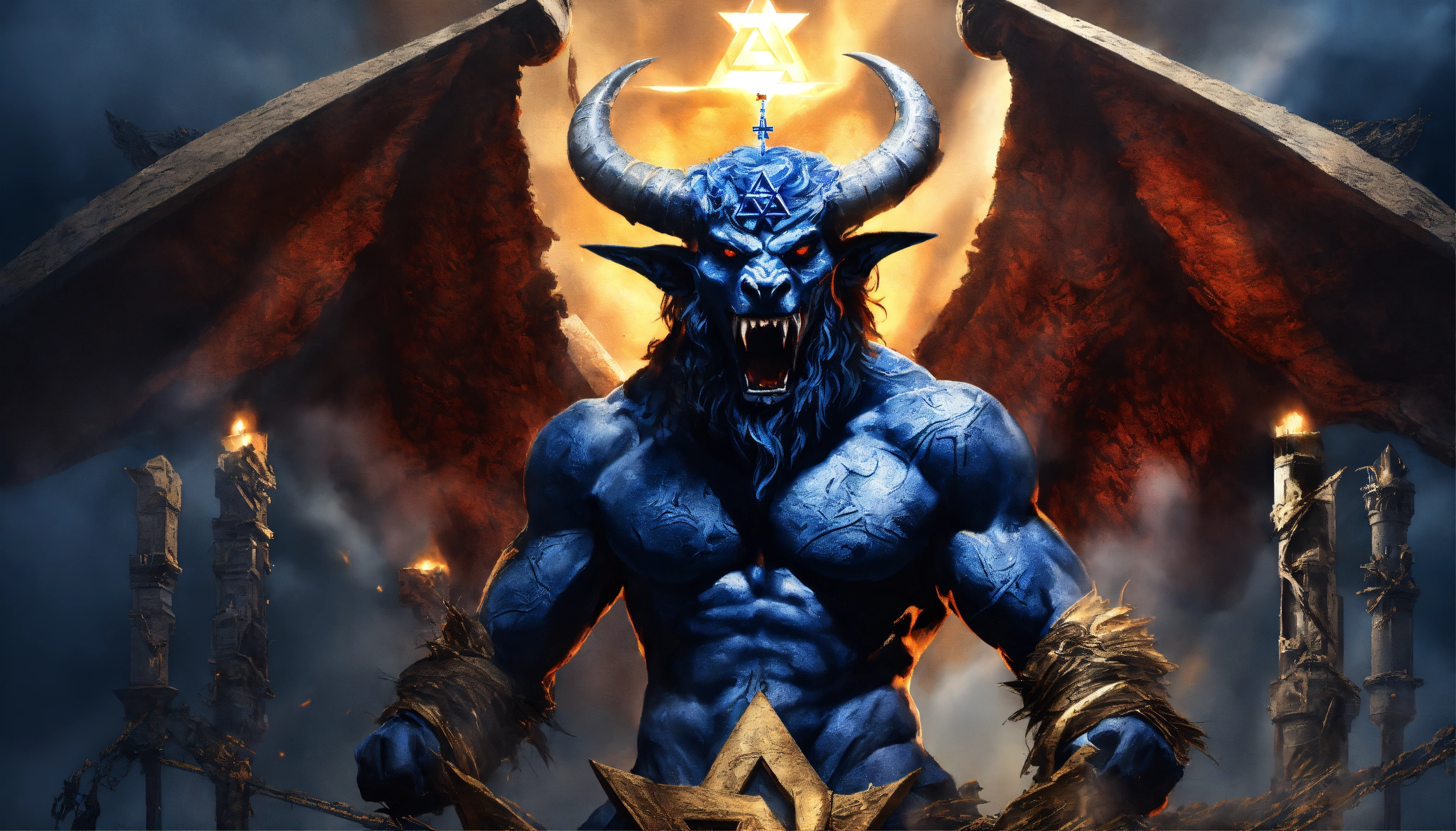 Lexica - Evil demonic Israel demon with an Israeli flag and the 6 ...