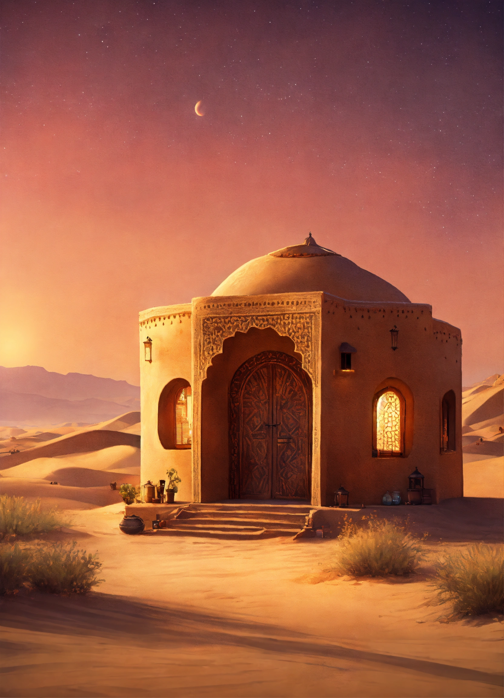 Lexica - Concept art of a large desert home, jakku, desert, flat roof ...