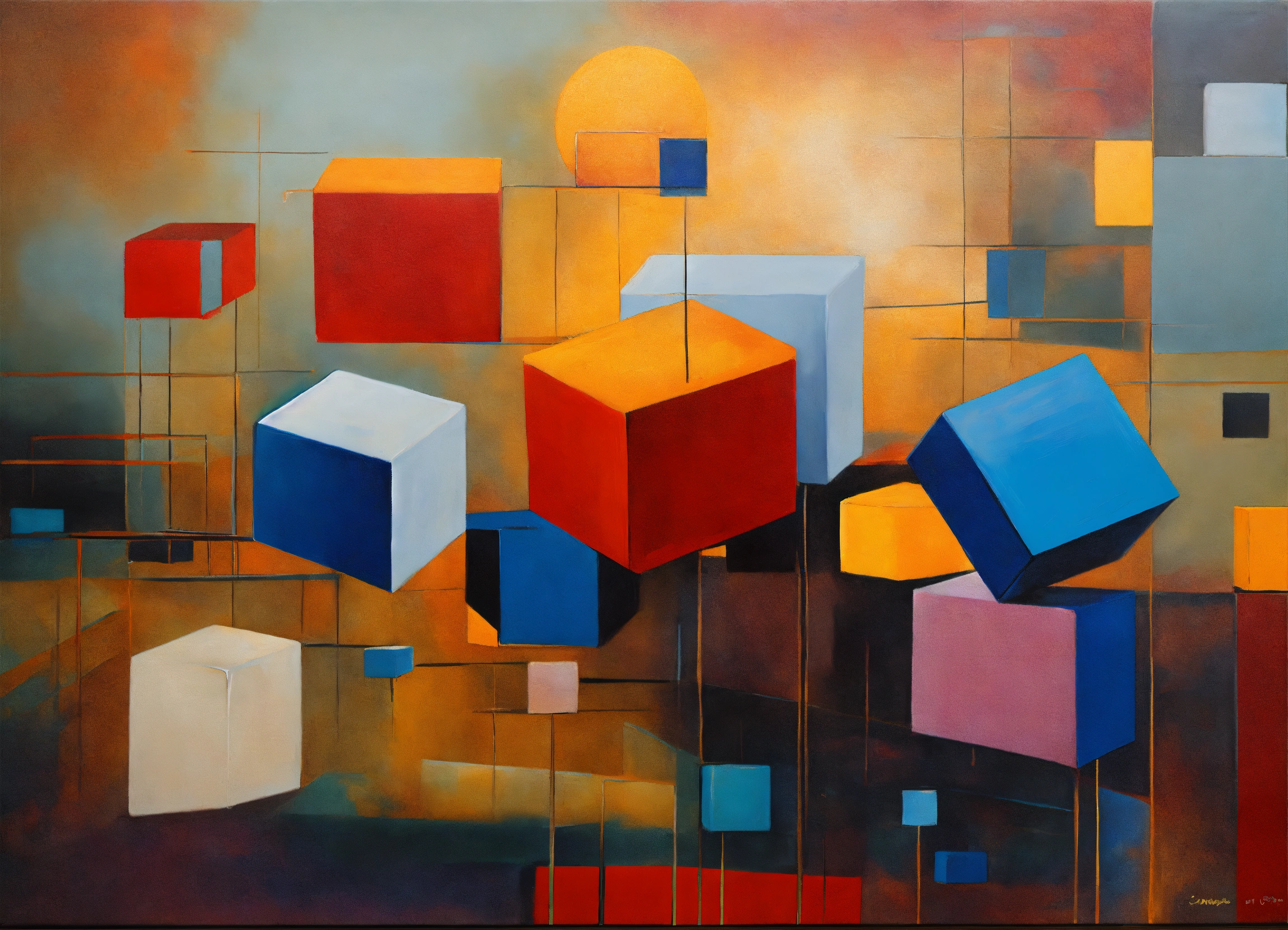 Lexica - Very abstract Contemporary art painting CUBES like the great ...