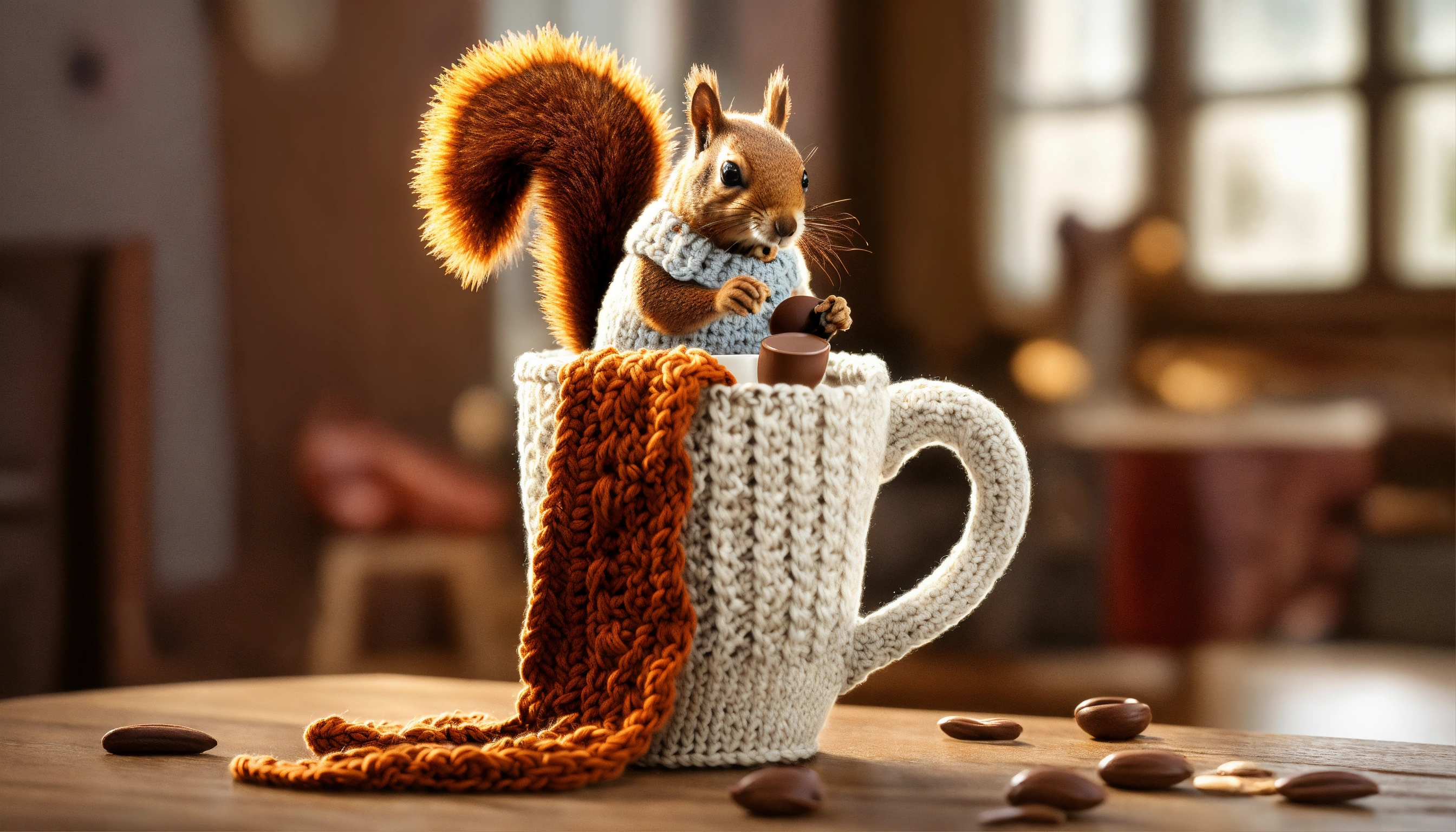 Lexica - A photo-realistic 3D rendering of a crocheted knitted mug of ...