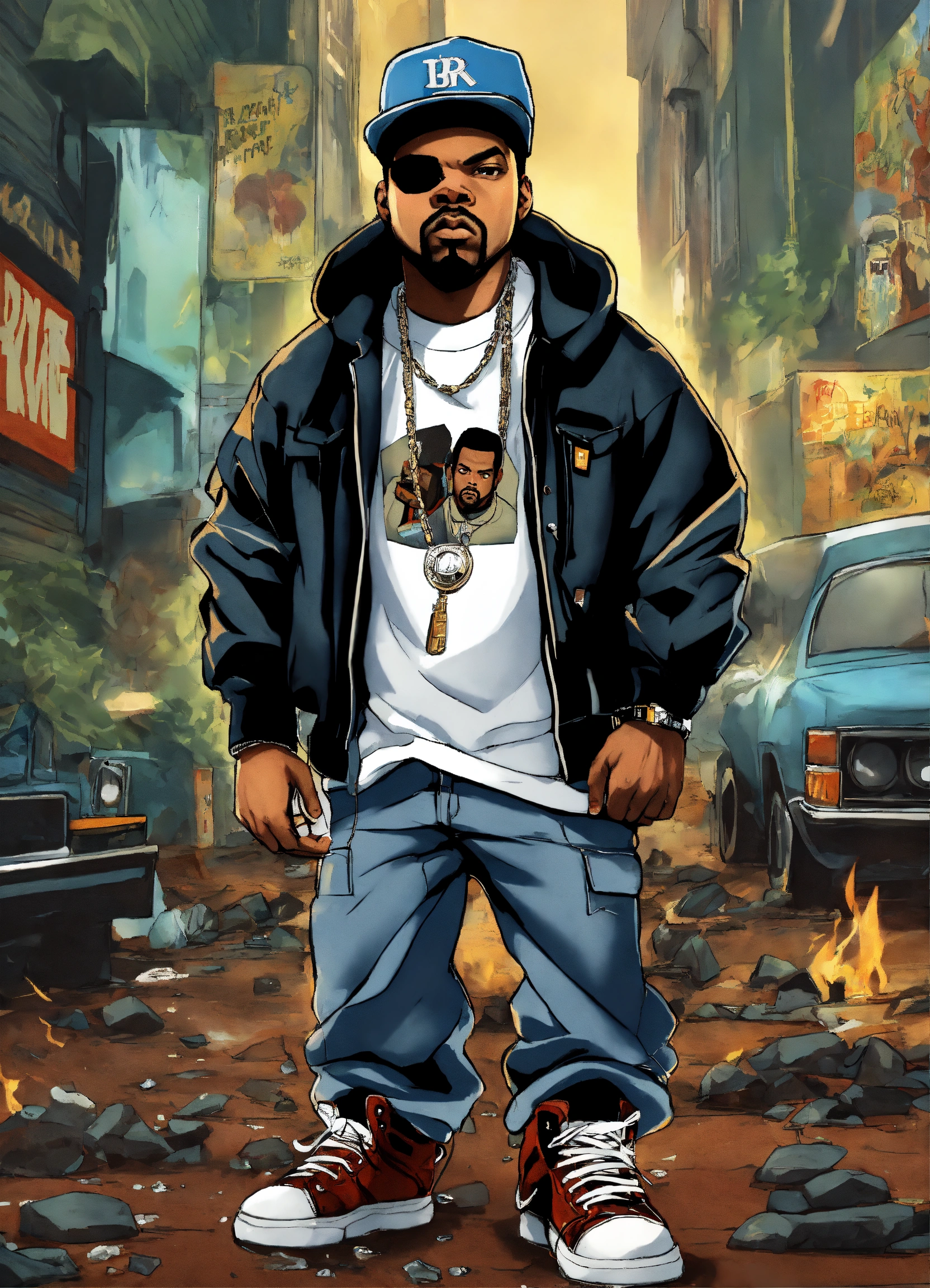 Lexica - Hip hop art style Ice Cube boondocks full body