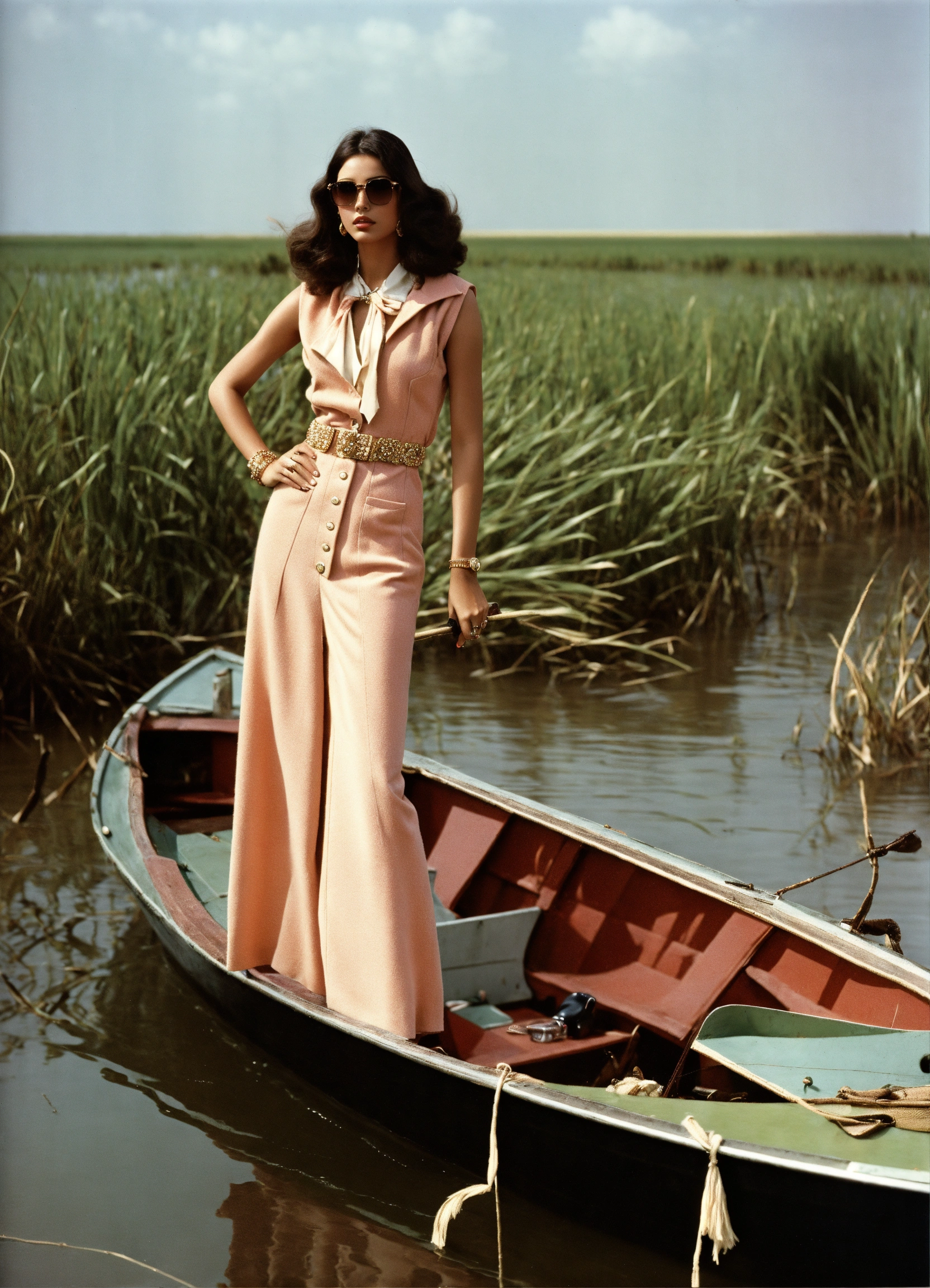 Lexica - 1970s basra marshes vogue boat editorial