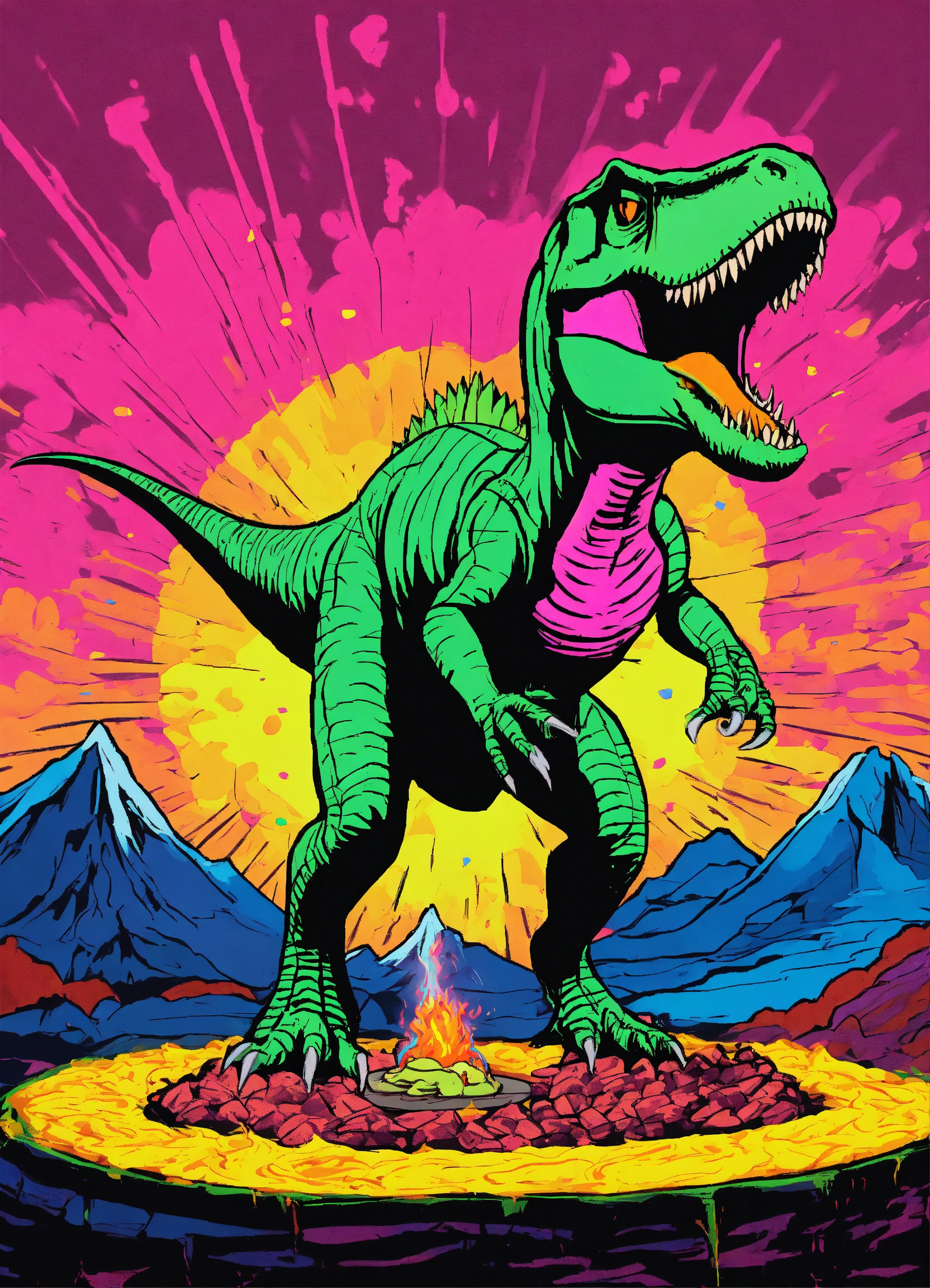 Lexica - T-Rex DJ, stegosaurus with glow sticks, volcano cake eruption ...