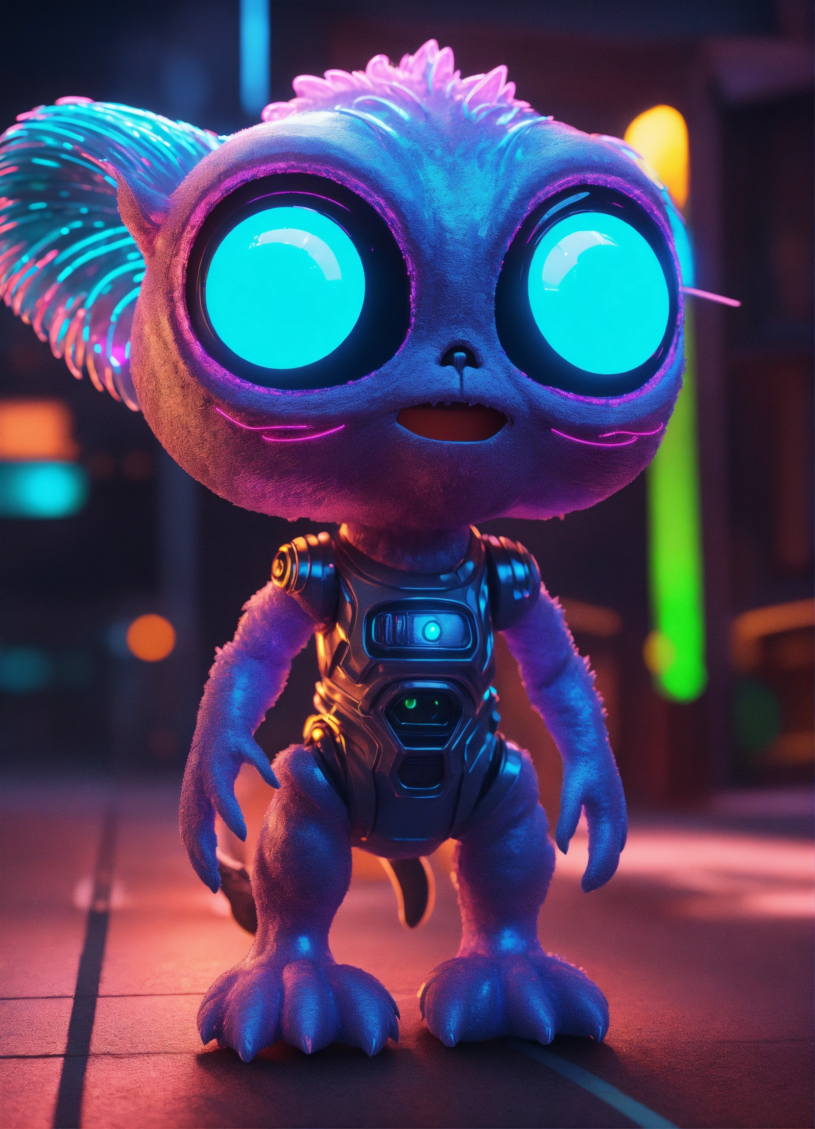 Lexica - Gelly cute adorable alien monster, full-body, neon glow colors ...