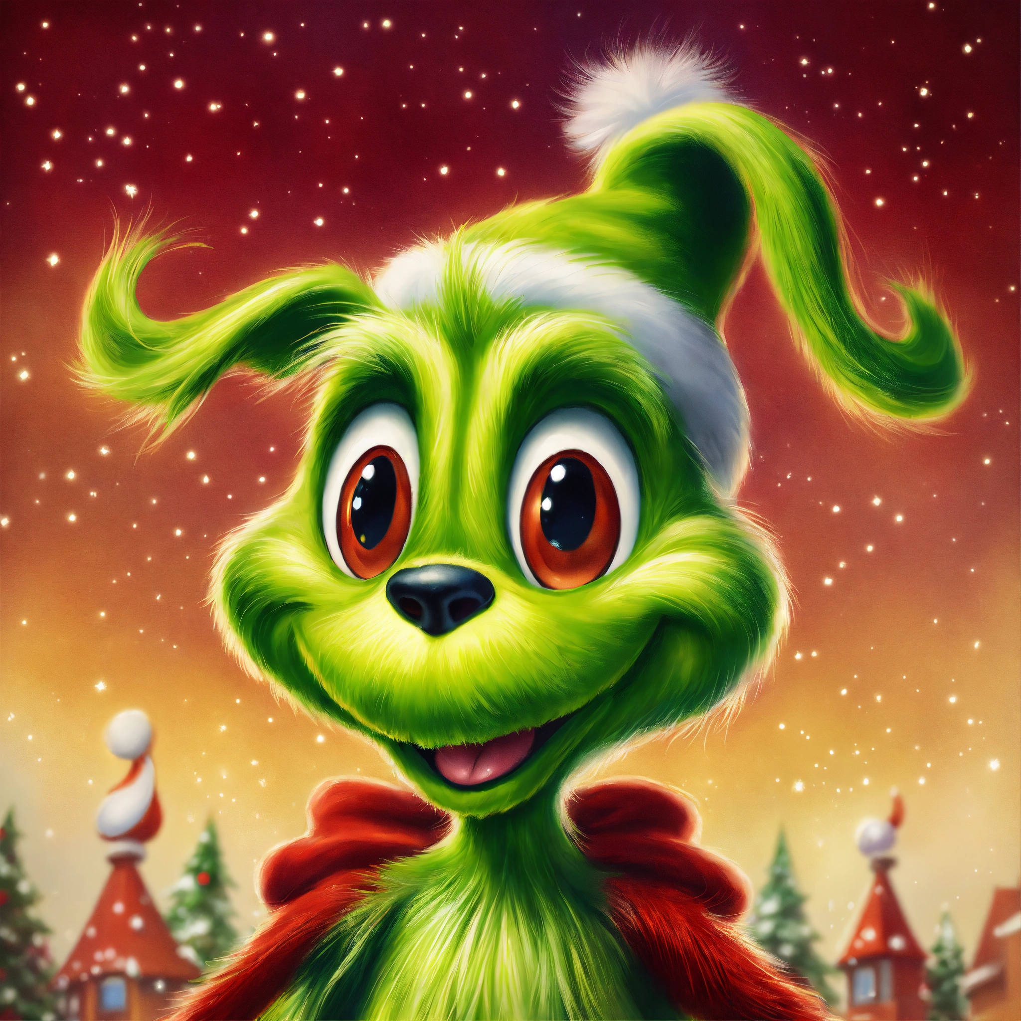 Lexica - Air brush art of a digital illustration of a cute grinch ...