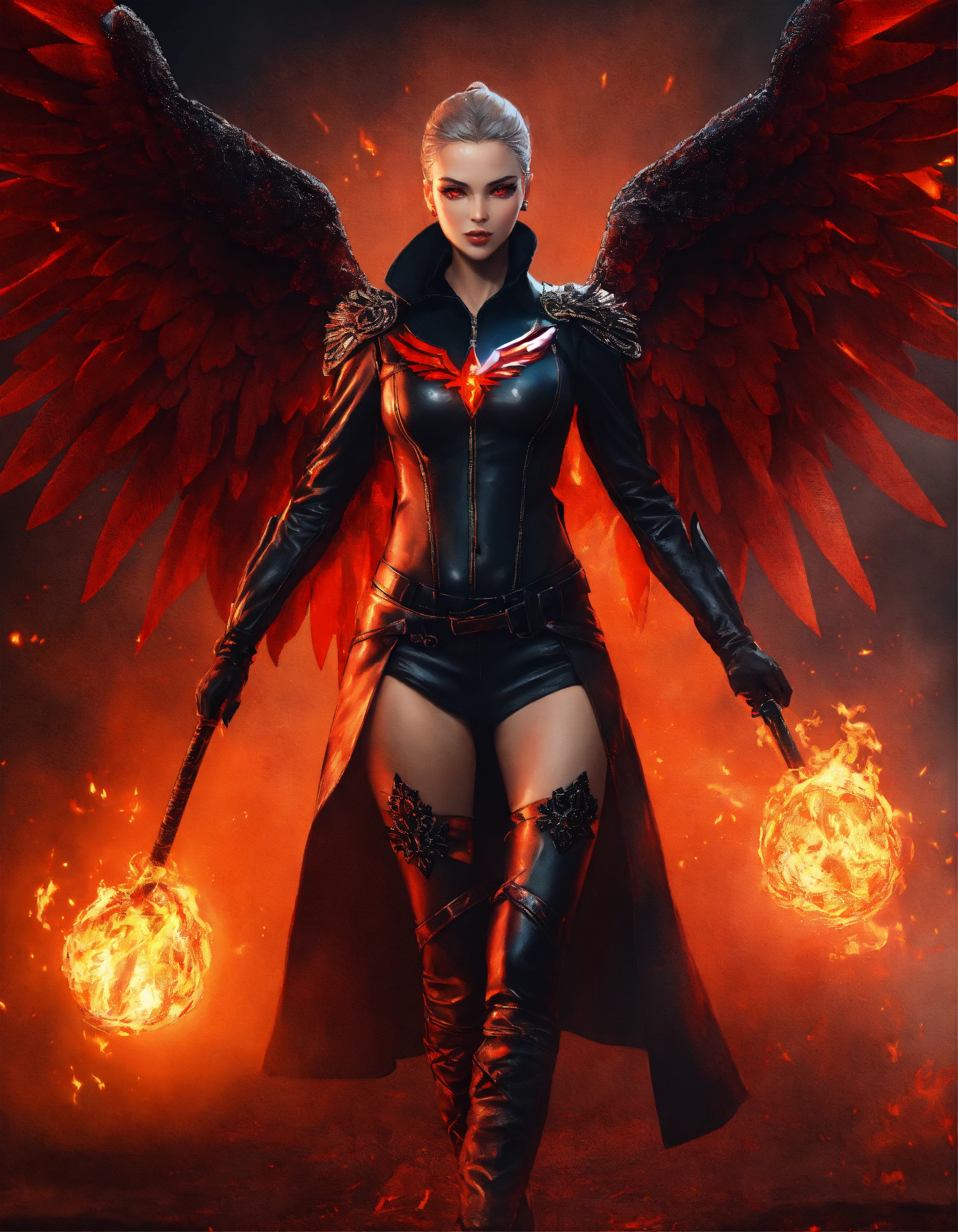 Lexica - Full body photo of evil woman with superpowers, fire and ash ...