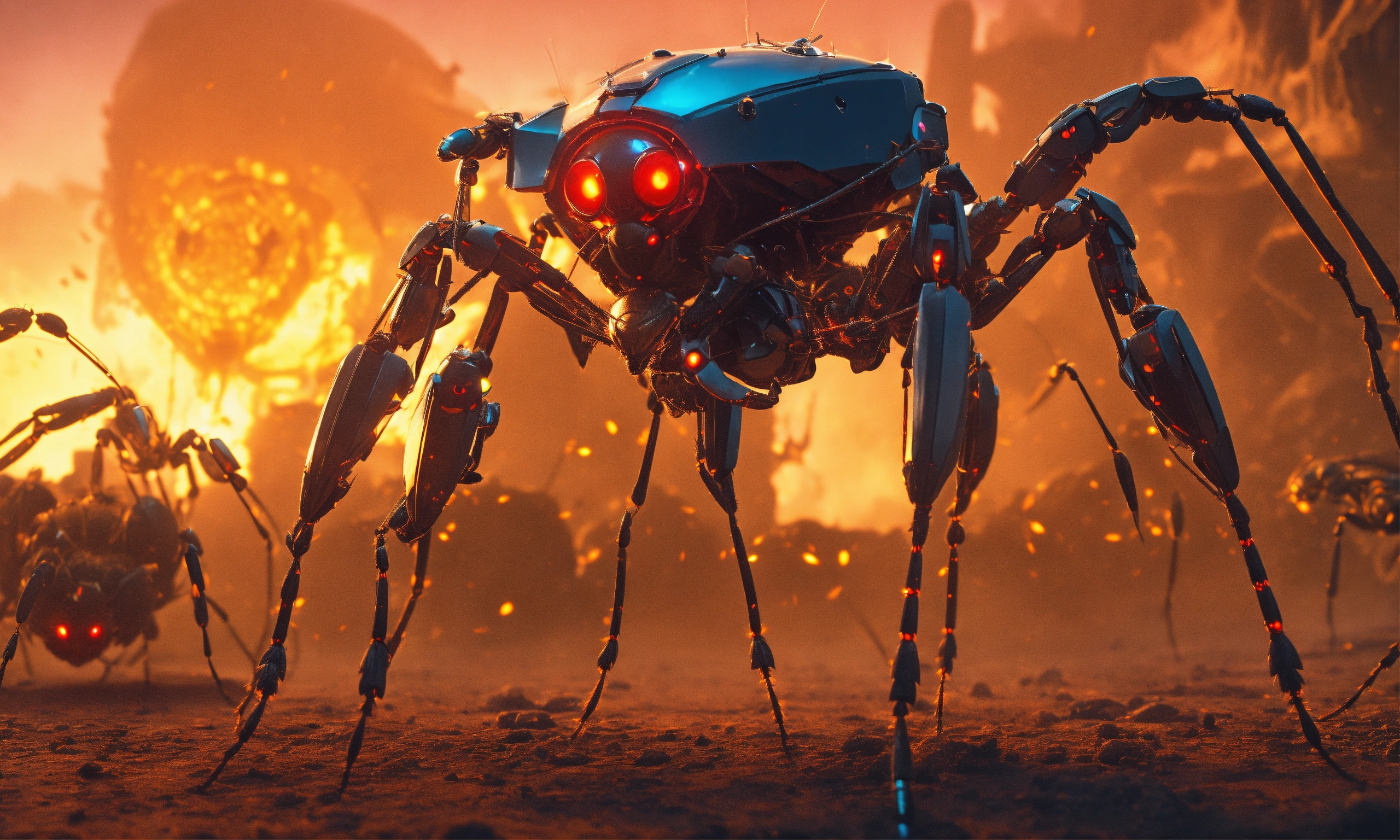 Lexica - Swarms of large evil ant faced robots with spider like legs ...