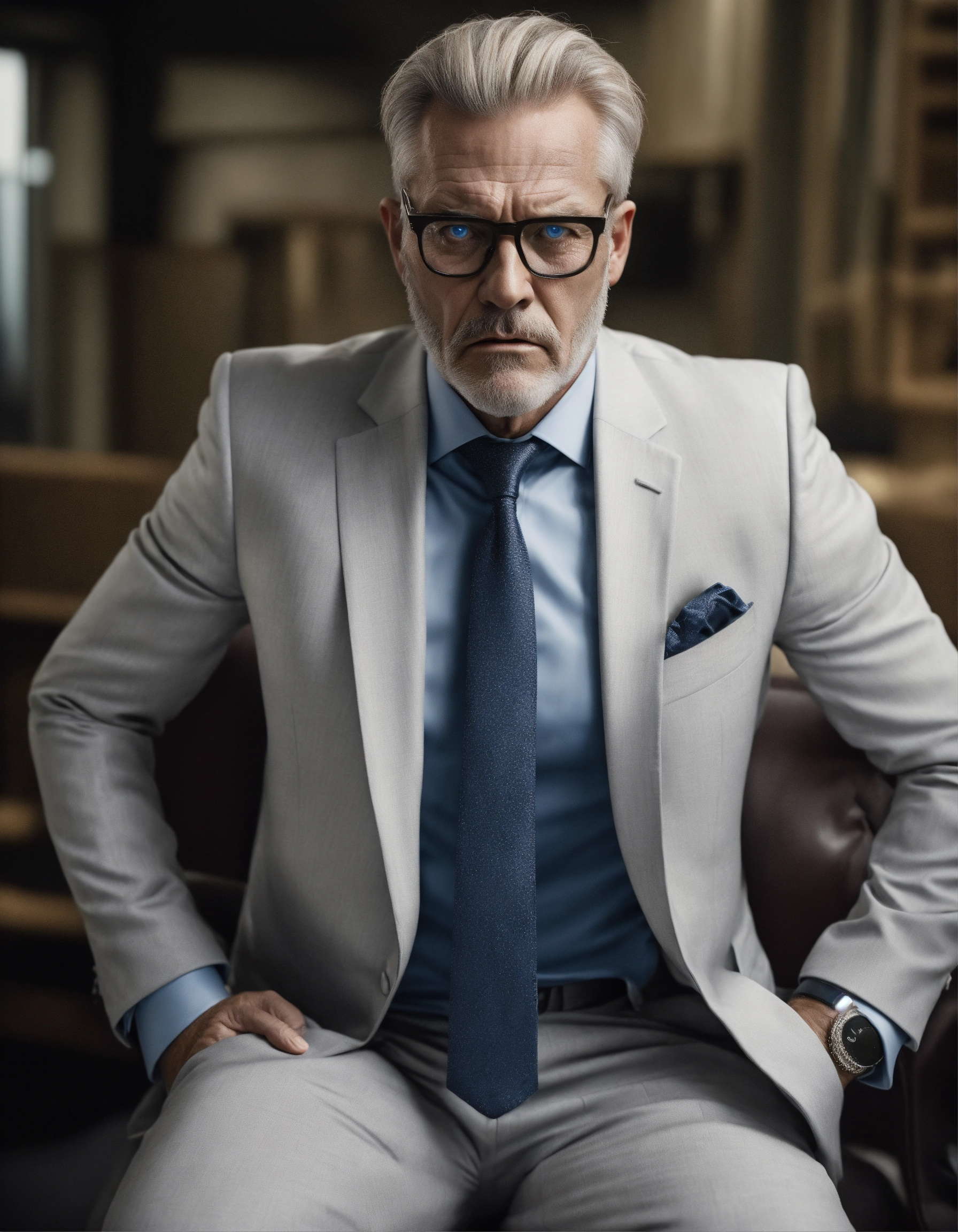Lexica - A realistic photo of scary 50 years old man with deep blue ...