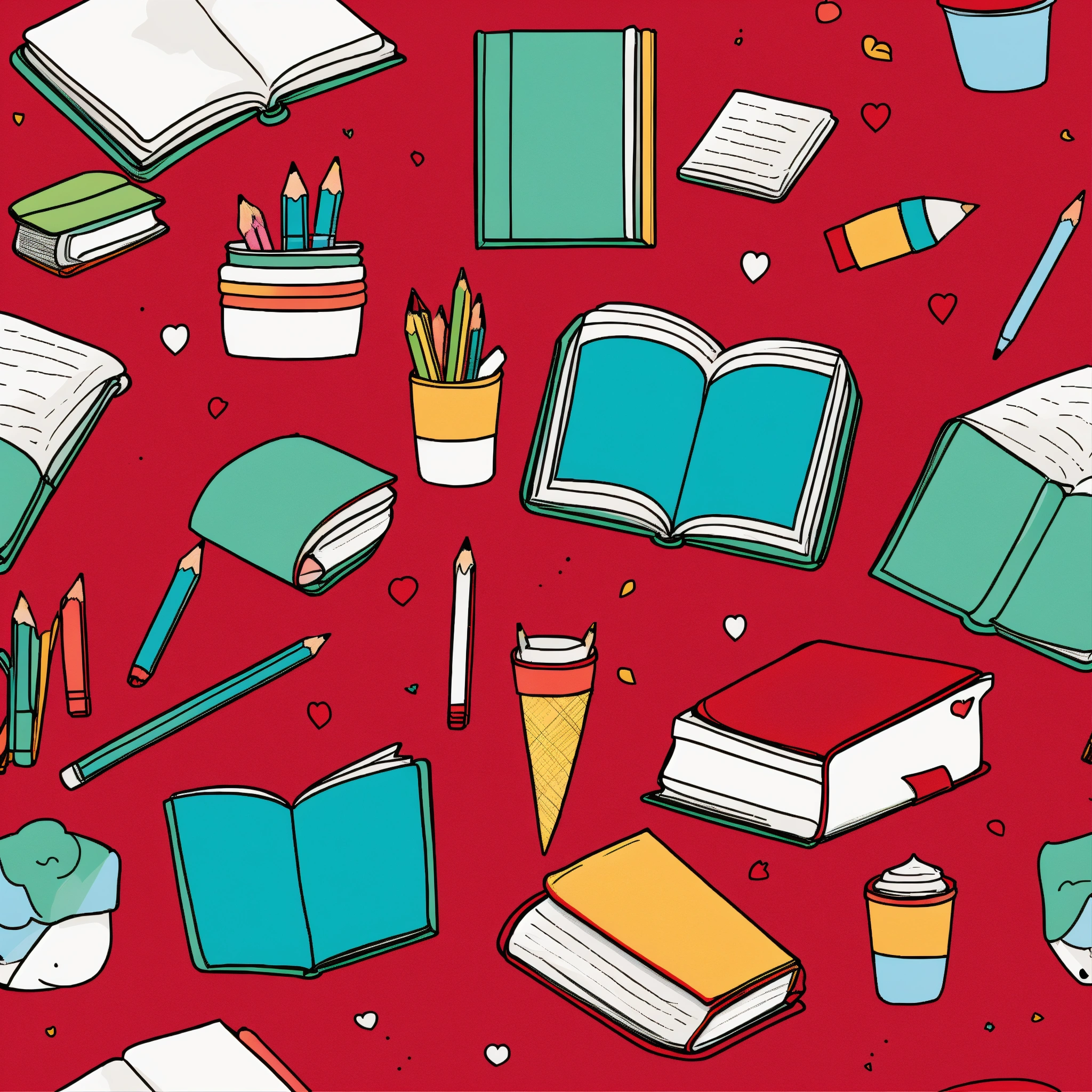 Lexica - Vector icons of kawaii books, pencils, notebooks, notebook ...