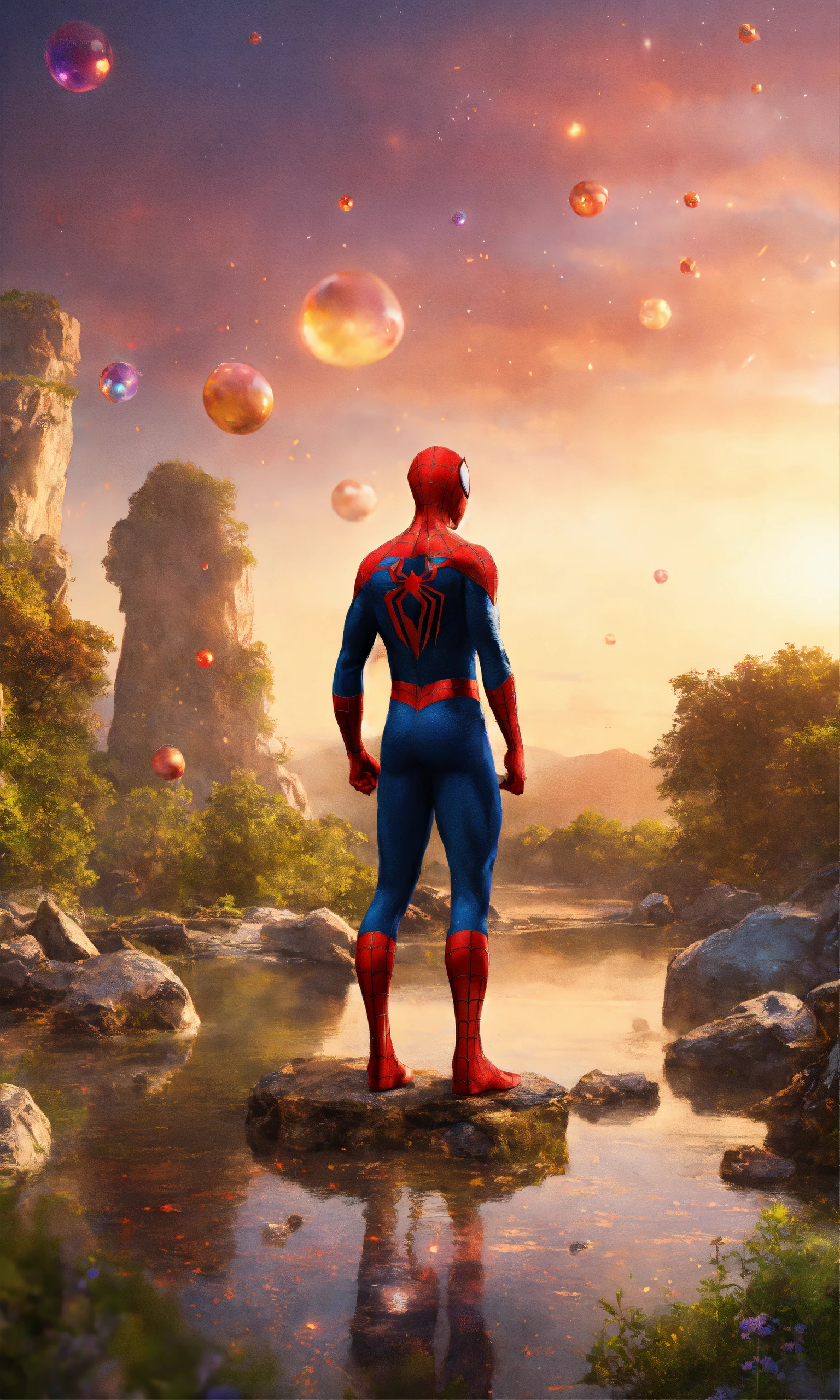 Lexica - Spiderman discovers 5 Infinity stones, 2D render, full-body ...