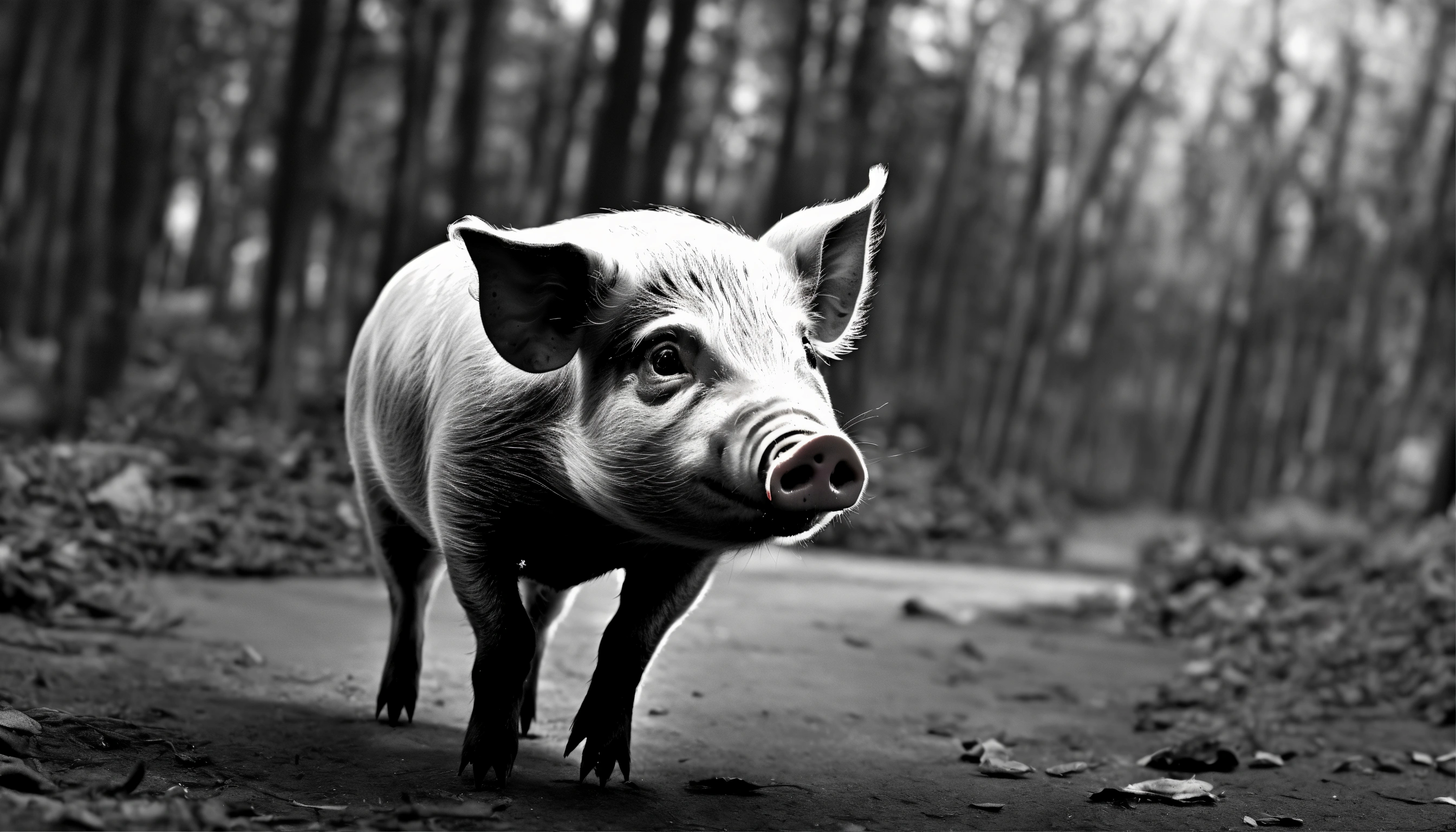 Lexica - A surreal, but photo realistic picture of a scared little pig ...