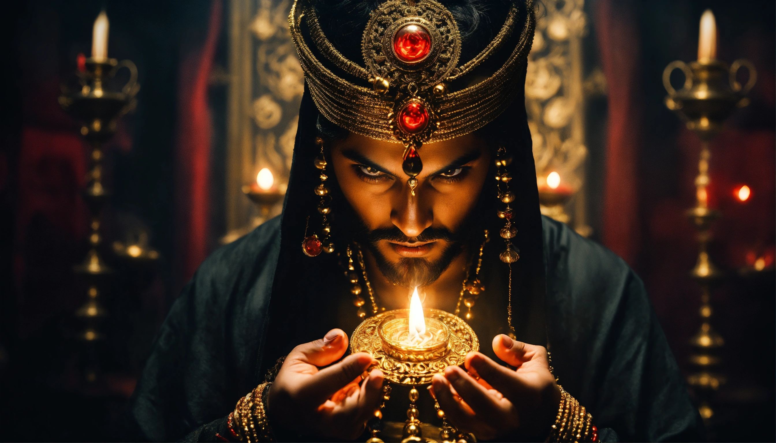 Lexica - Sinister and dramatic picture of a young handsome Indian ...