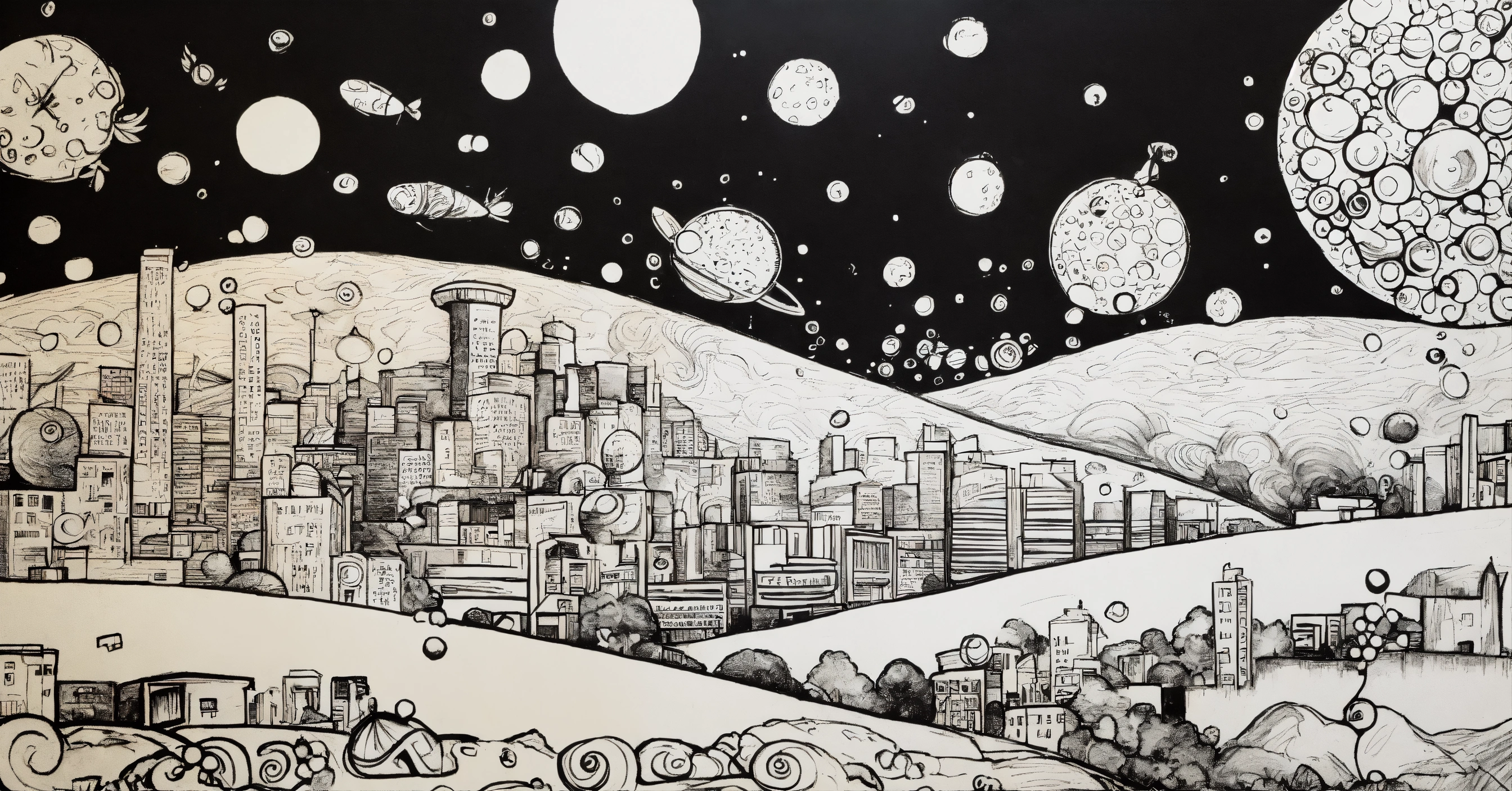 Lexica - Simple 1960s sharpie drawing black and white only. cartoon ...