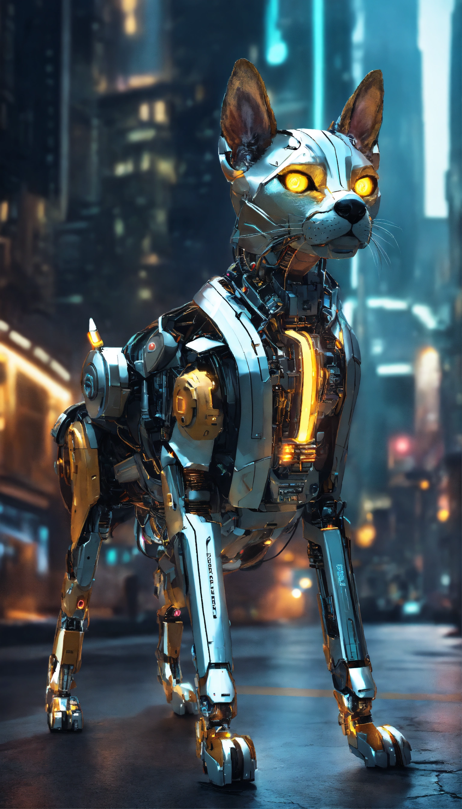 Lexica - Design a picture of a dog a futuristic cyber city as a robot ...