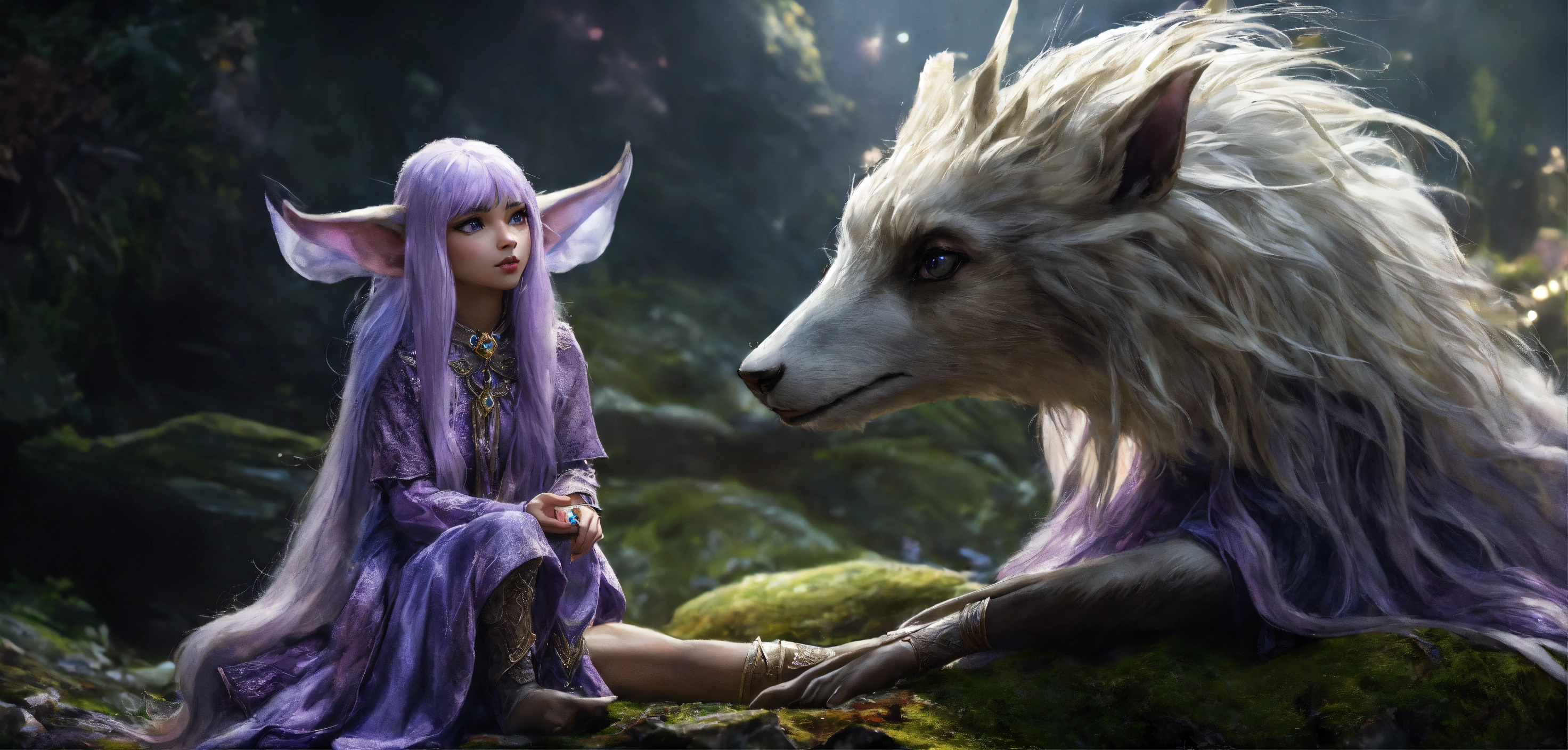 Lexica - A elf extra furry animal like purple and white clothes ...