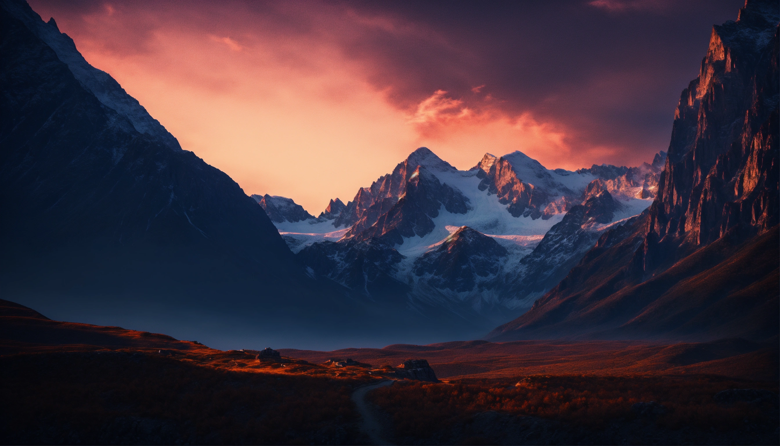 Lexica - Sharp mountain range with mountains ranging in size, midnight ...