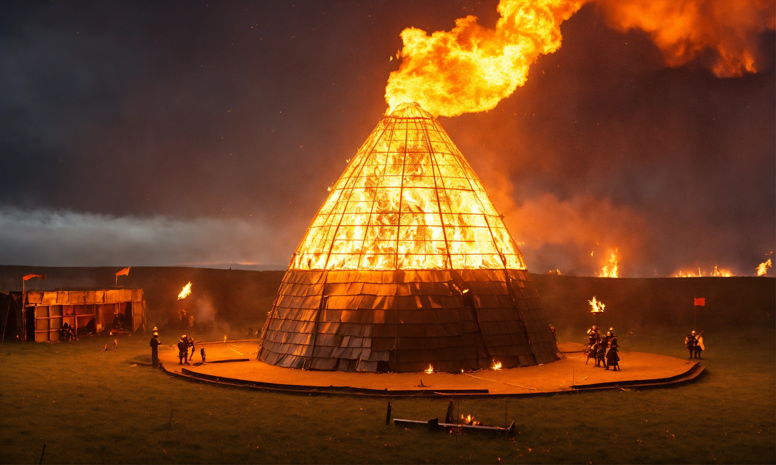 Lexica - Magic fire dome over a medieval army, medieval army inside a ...