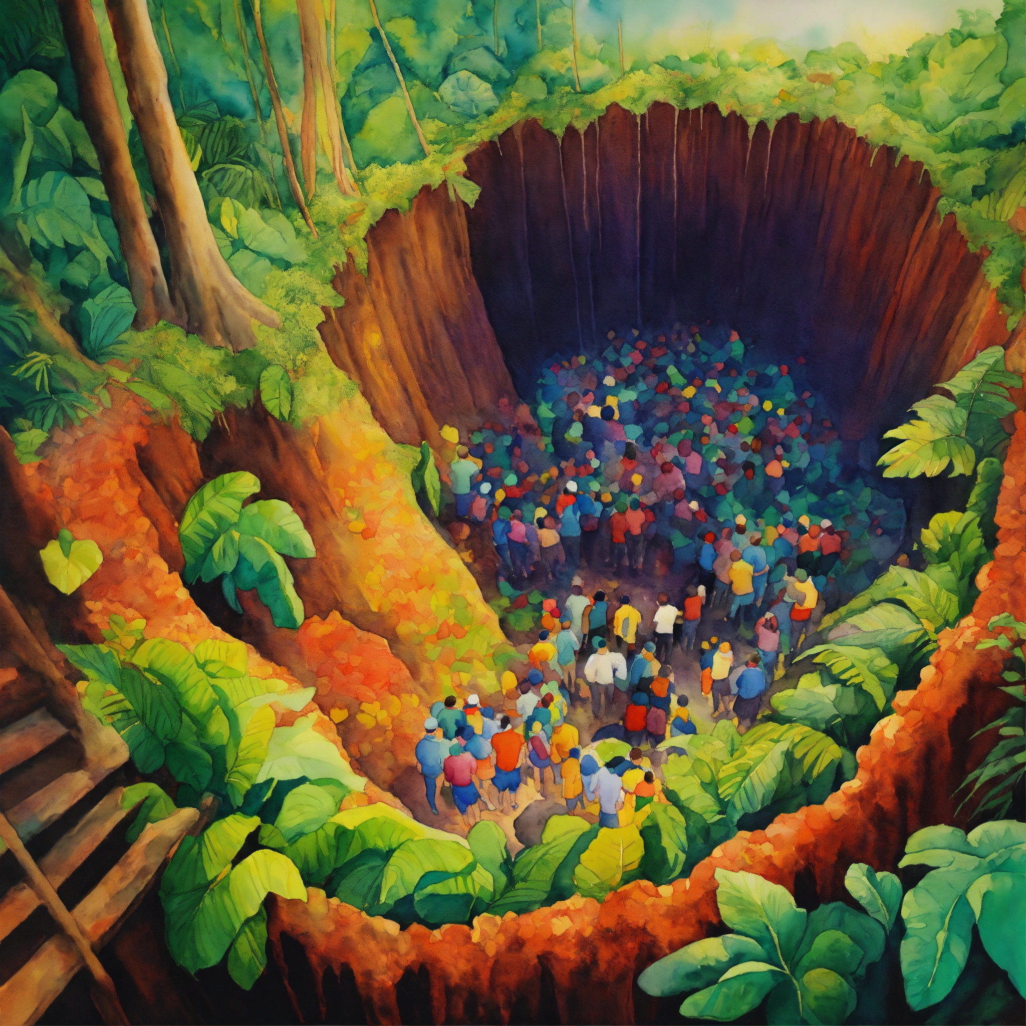 Lexica - Watercolor painting, vivid colors, bright colors, rainforest ...