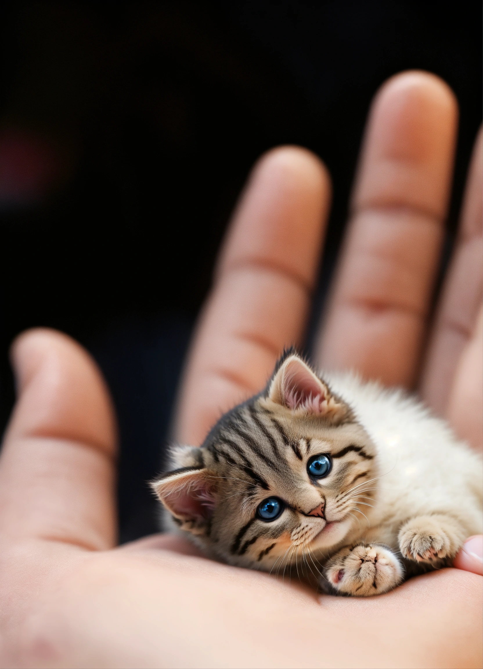 Lexica - In women hands a very small smal cute kitten small size size