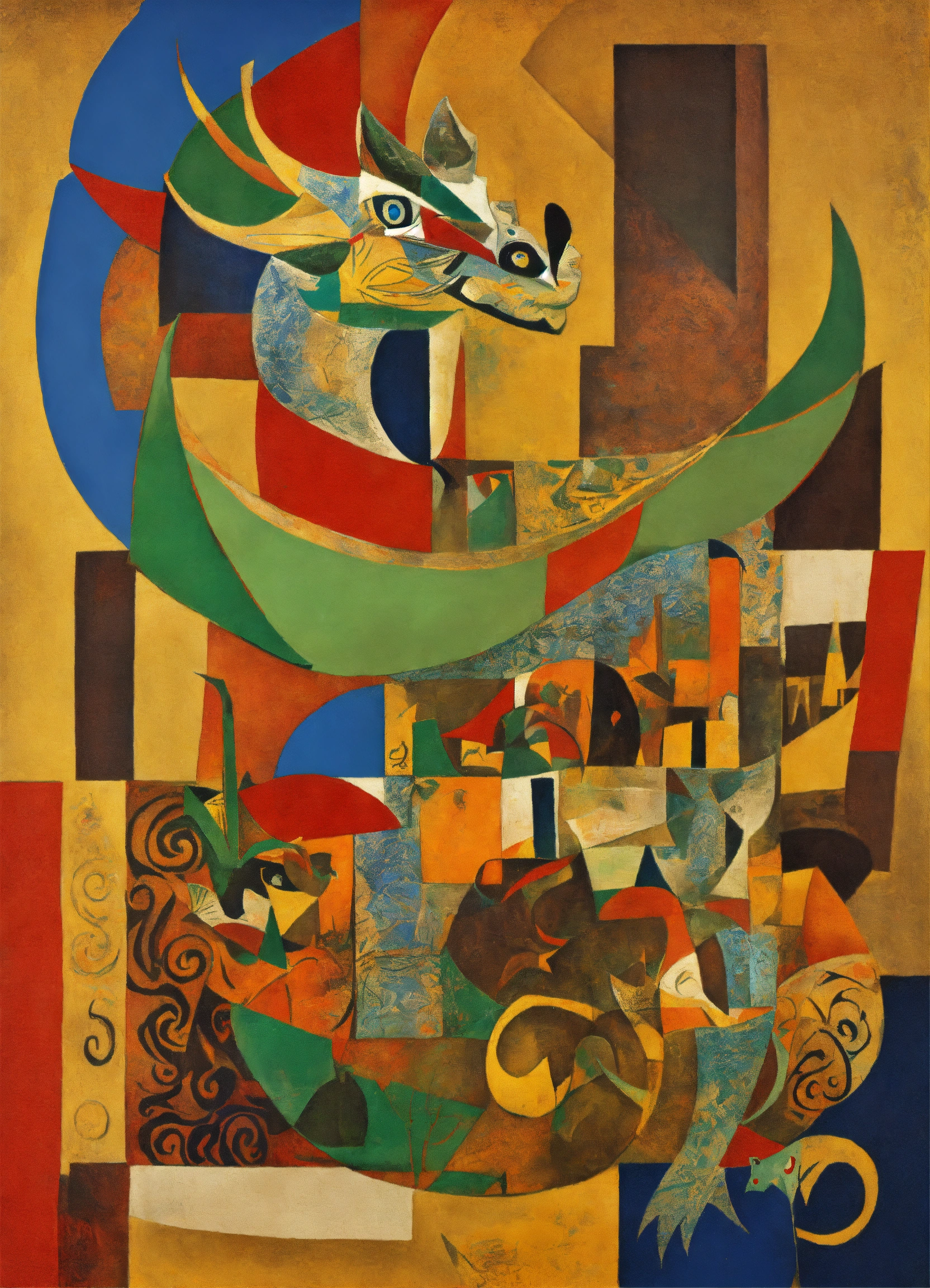 Lexica - Abstract Pablo Picasso collage Dragons