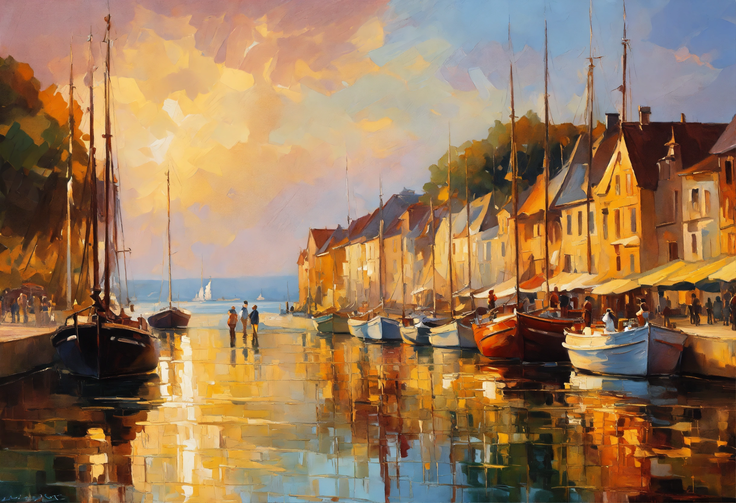 Lexica - Oil paintings landscape of HARBOR towns , painting Daniel F ...