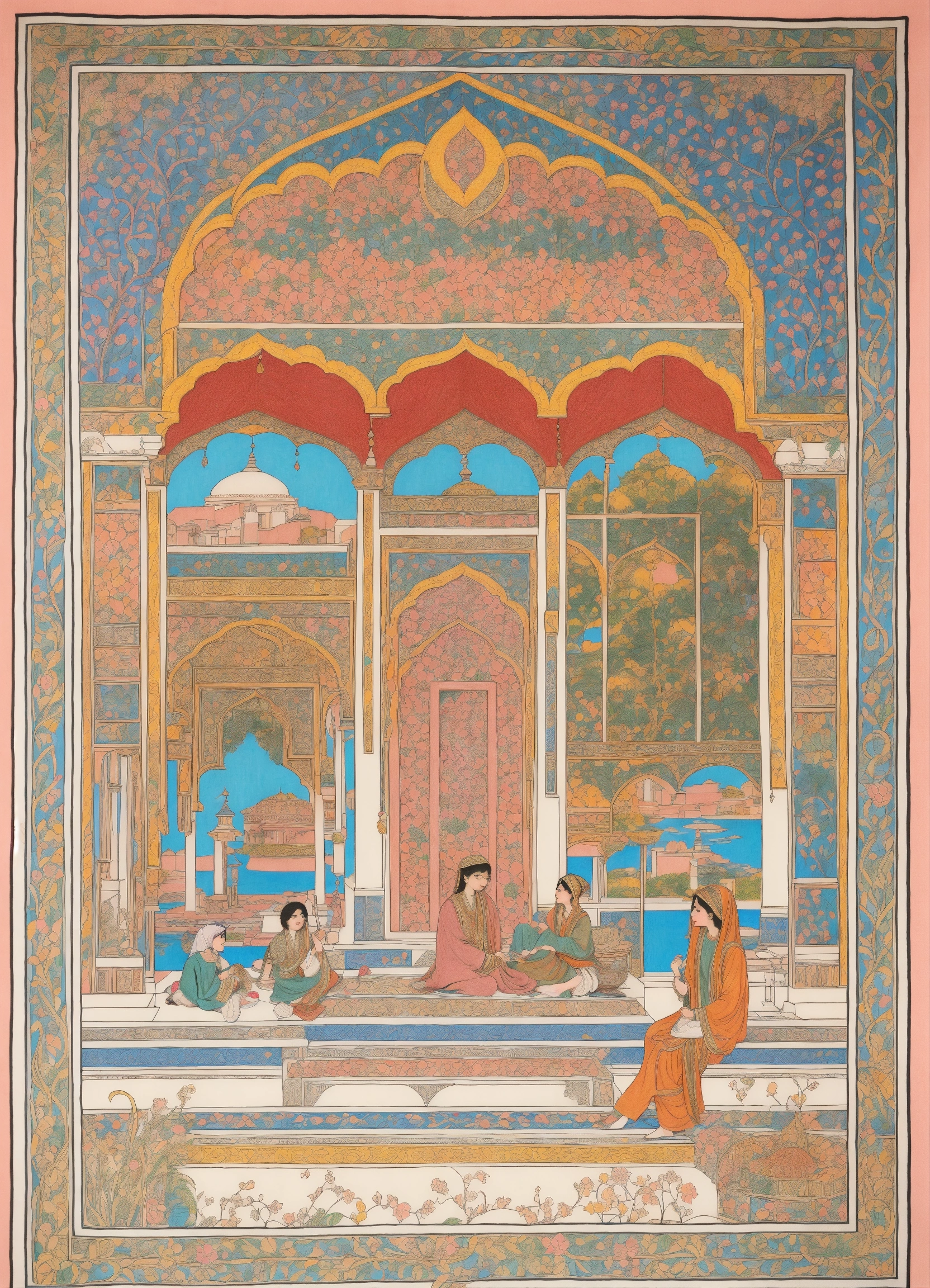 Lexica - Pakistani traditional art drawing celebrating love and joy ...