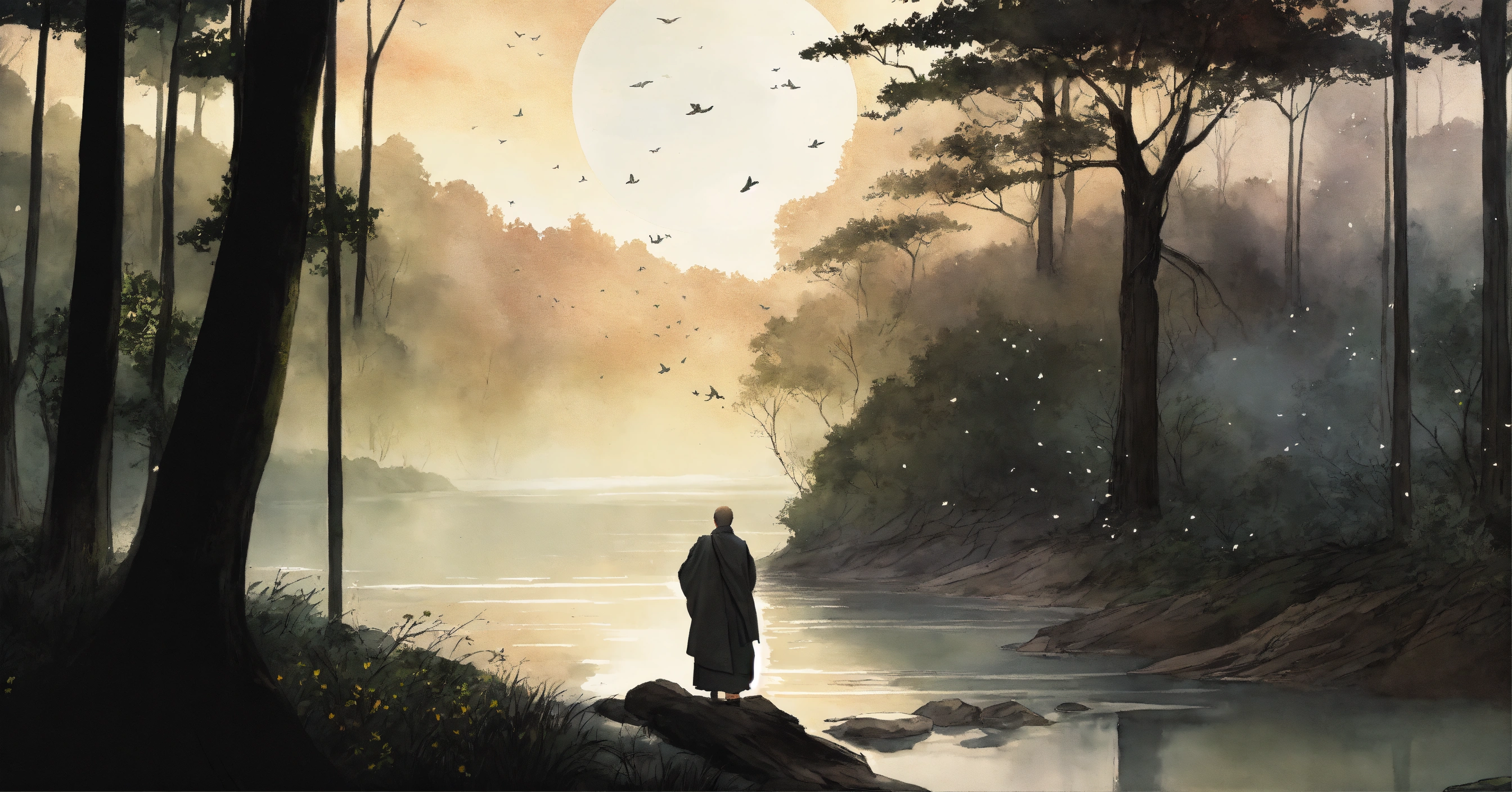 Lexica - Create a black and white watercolor illustration capturing the ...