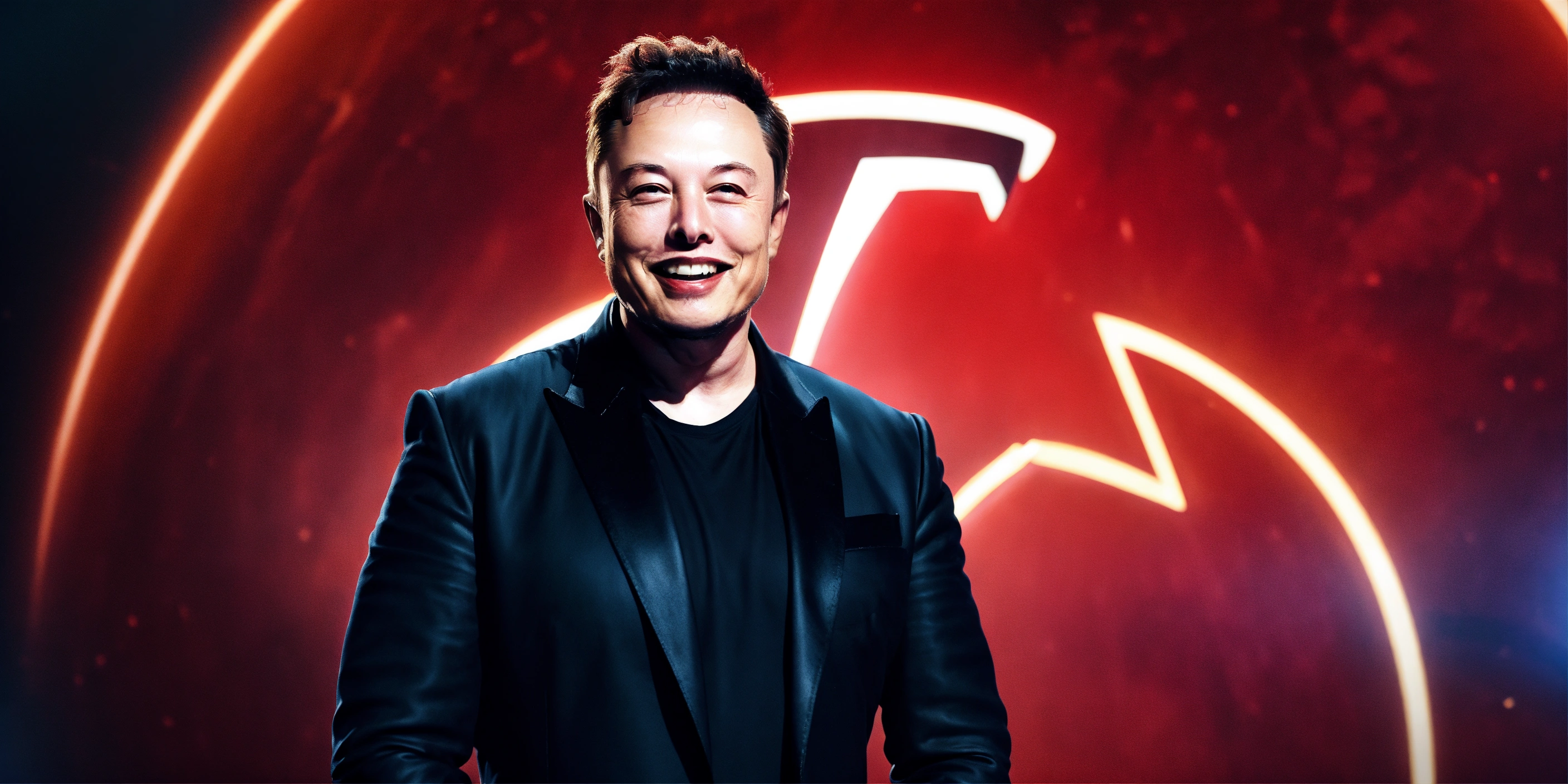 Lexica - Elon musk grinning, big tesla logo in front of him, 4k, 3d ...