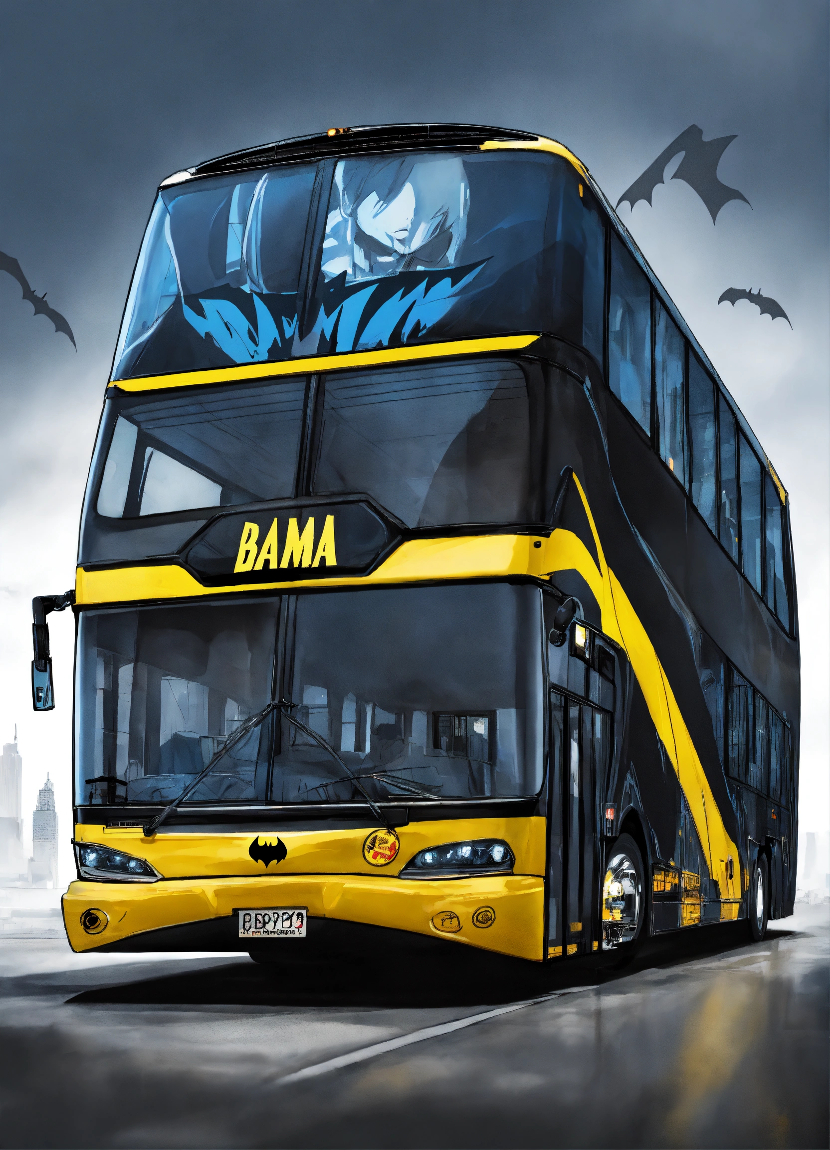 Lexica - Bus desain batman, caricature