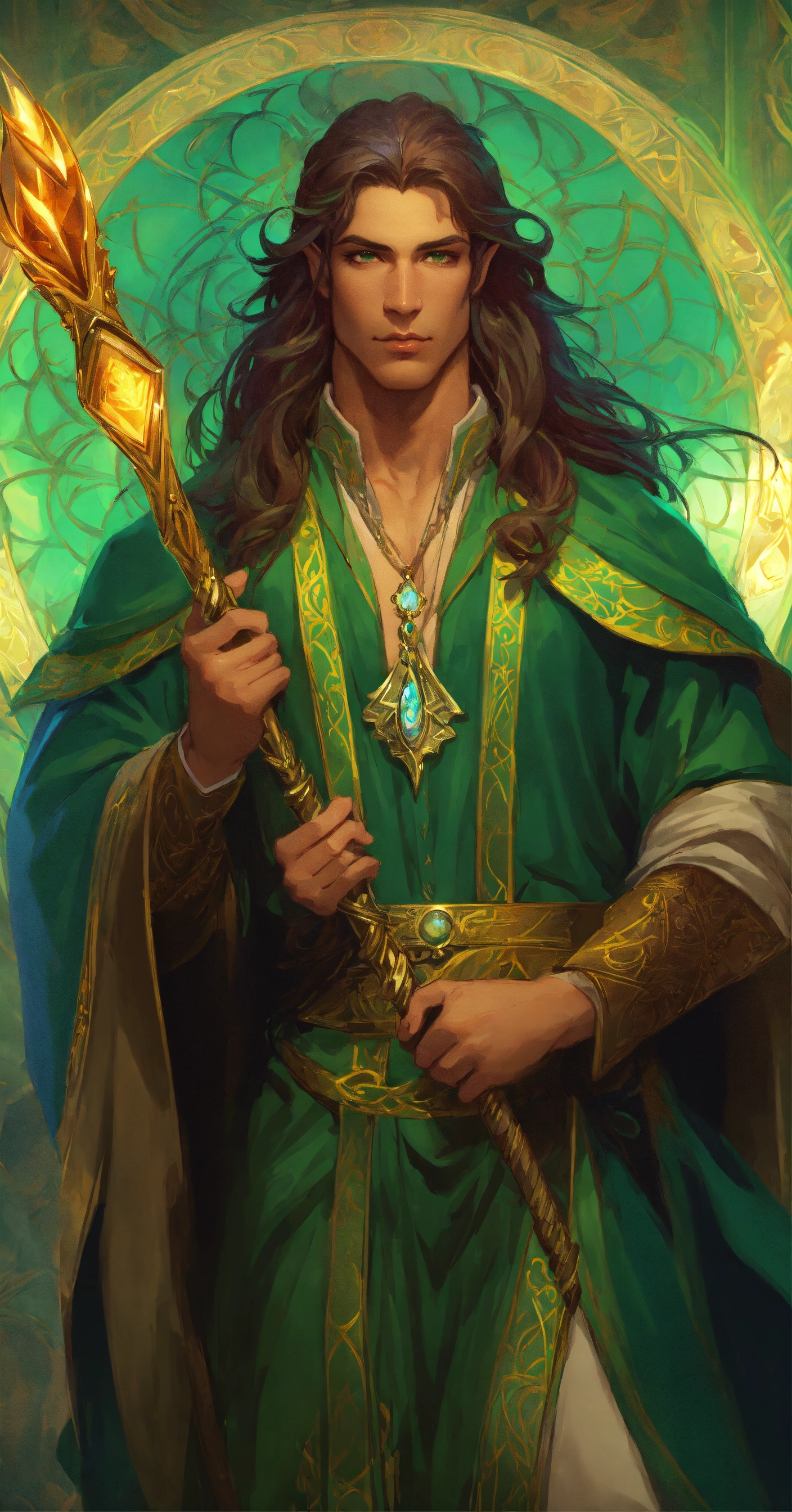 Lexica - Persian Male Elf Wizard with magical staff, high cheekbones ...