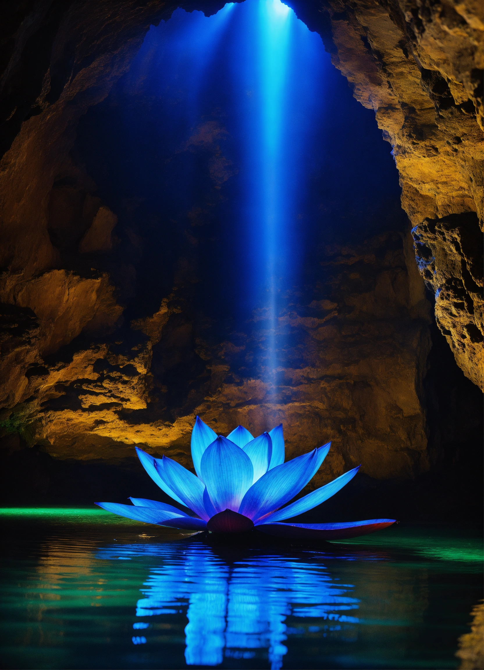 Lexica - An azure lotus illuminating blue light emitting blue fissure ...